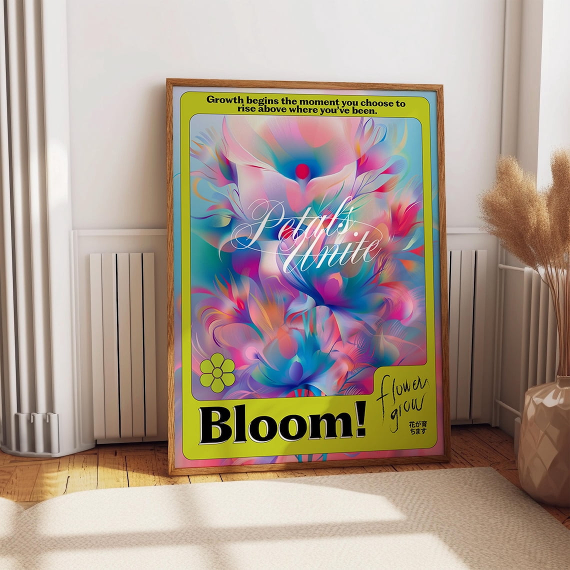 Miluva Bloom! Abstract Floral Postervibrant Inspirational Flower Wall ...