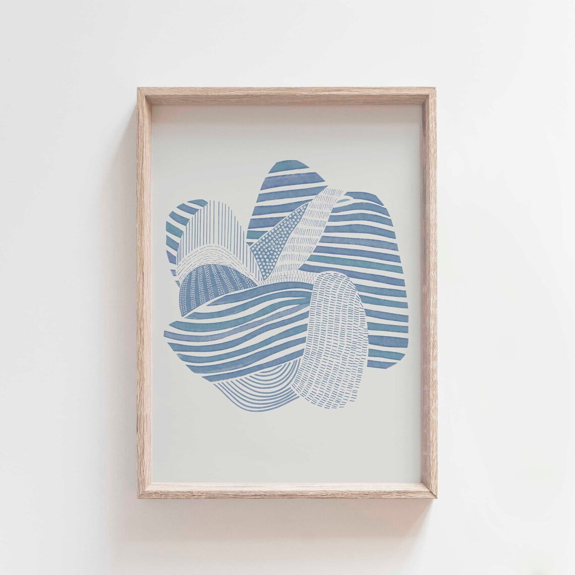 Miluva Blue Abstract Wall Art Print Modern Line Digital Design Decor ...