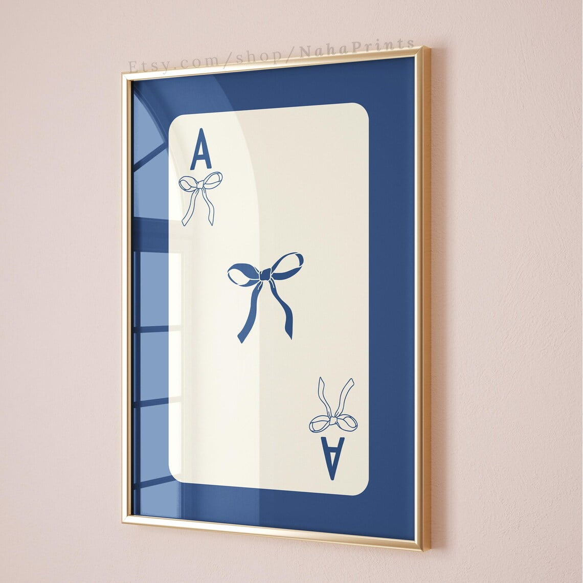 Miluva Blue Ace Of Bows Card Print, Preppy Wall Art, Coastal Cowgirl ...