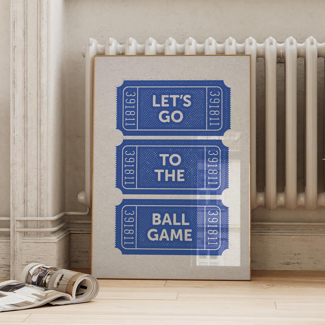 Miluva Blue Ball Game Athletic Poster Retro Baseball Print Vintage ...