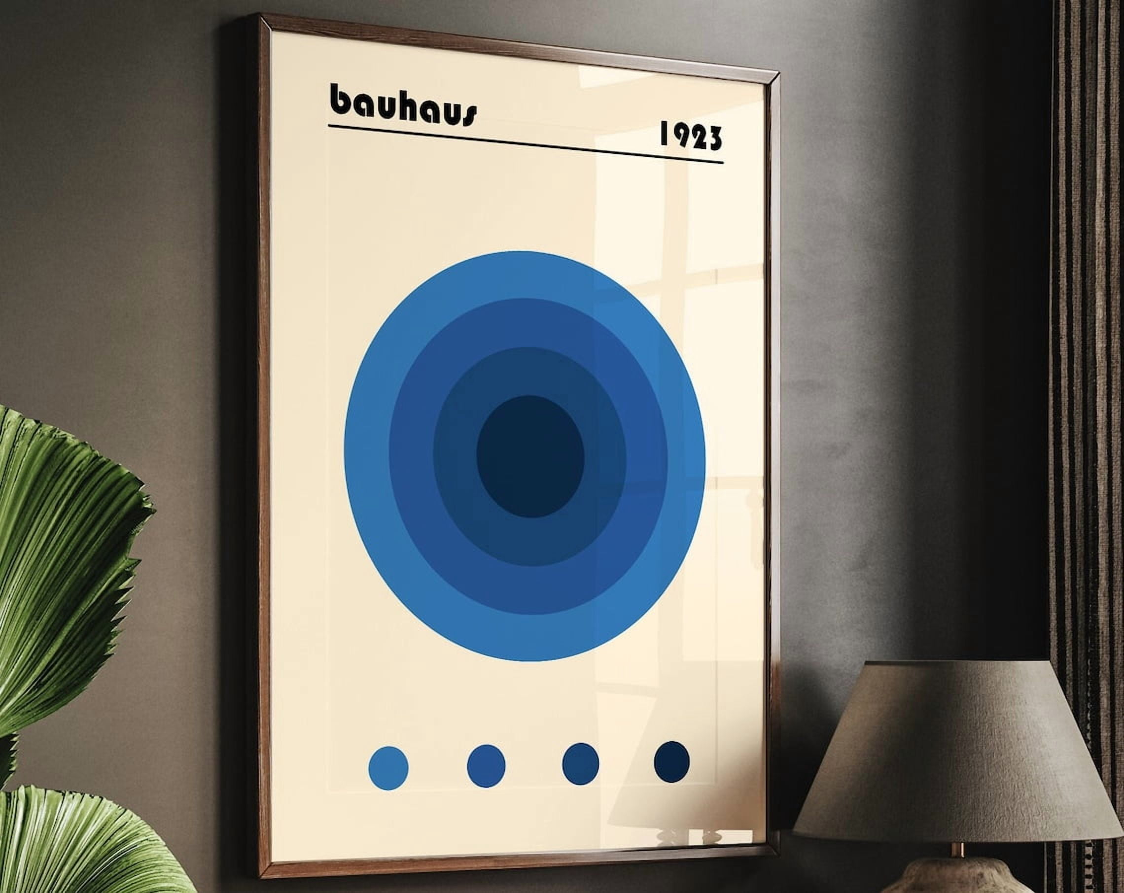 Miluva Blue Bauhaus Poster, Vintage Geometric Printable, Mid Century ...