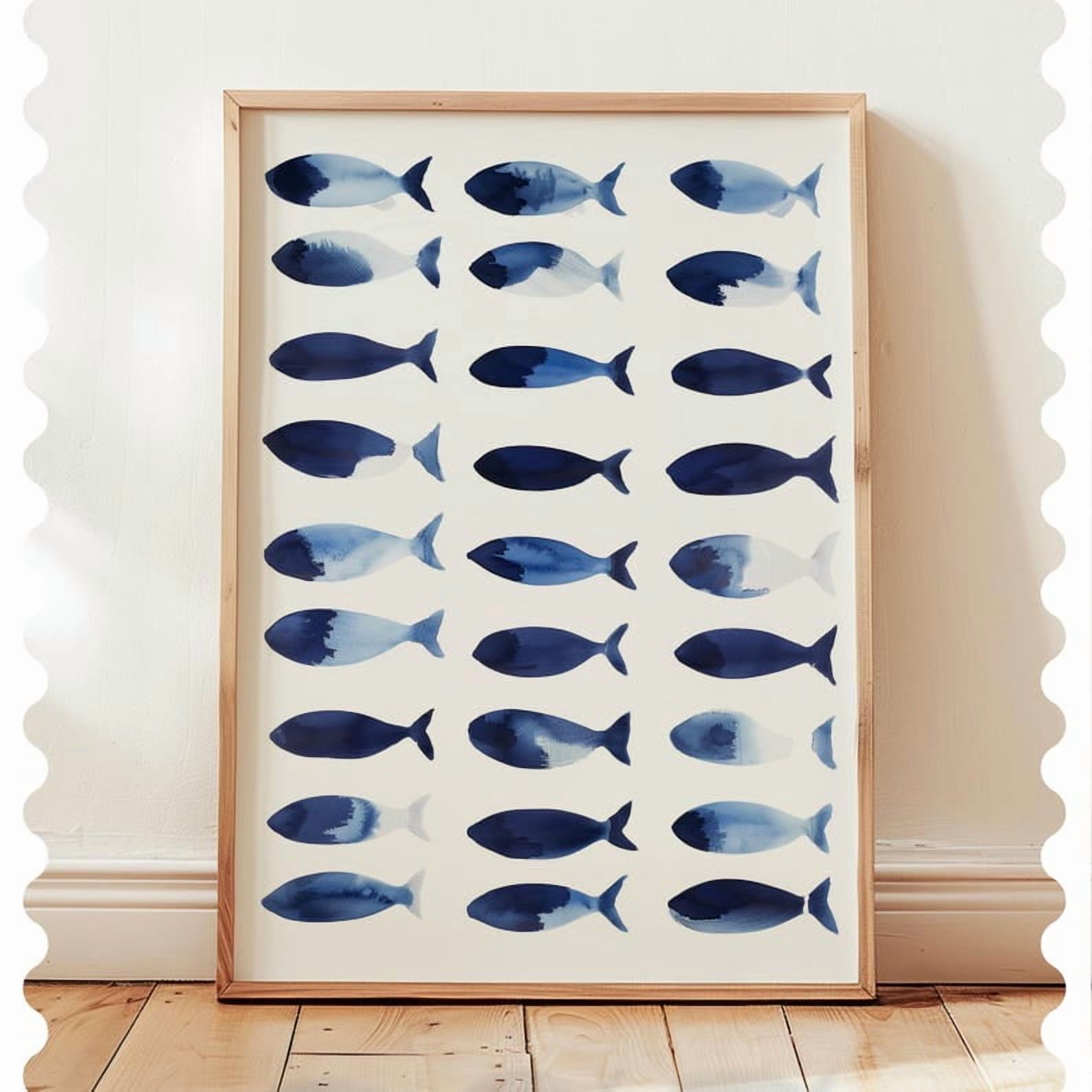 Miluva Blue Fish Print Coastal Granddaughter Wall Art, Nautical Fish ...