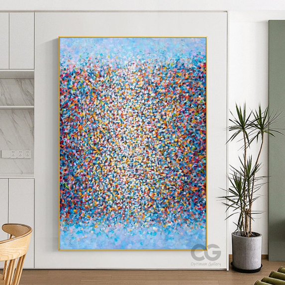 Miluva Blue Jackson Pollock Style Orange Abstract Blue Wall Art Pollock ...