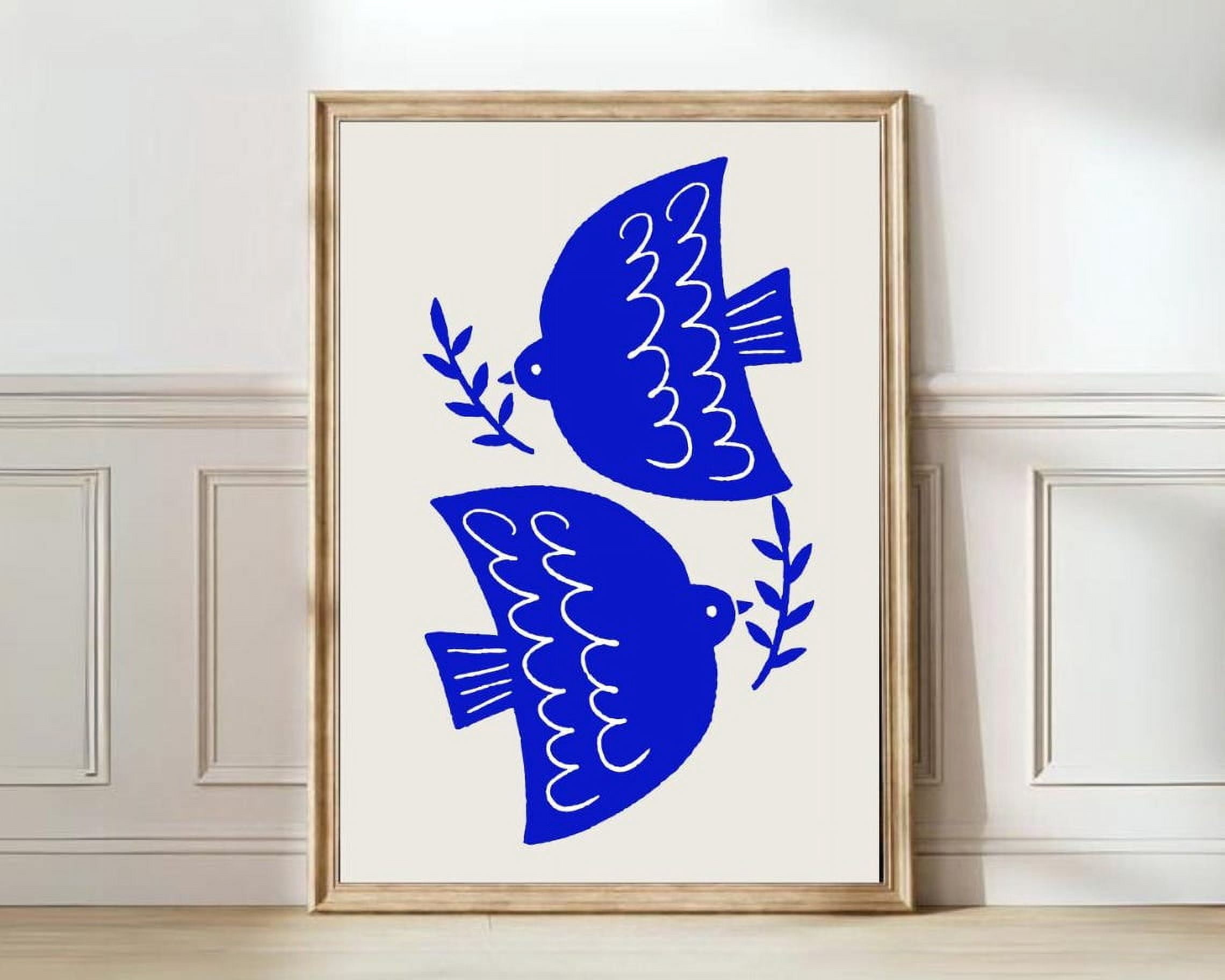 Miluva Blue Minimalist Print Doves Print Bird Print Hygge Scandinavian ...
