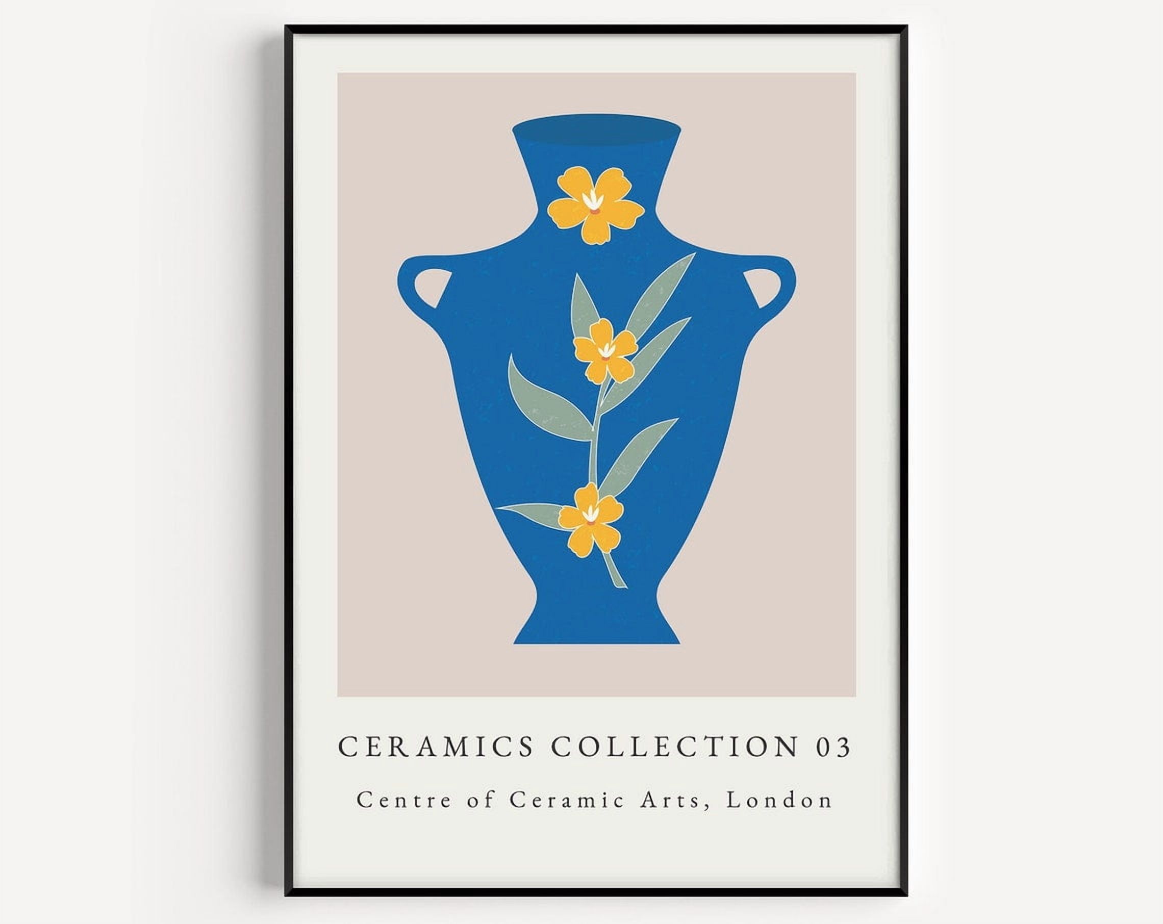 Miluva Blue Print, Vase Wall Art, Blue Art Print, Ceramic Wall Art ...