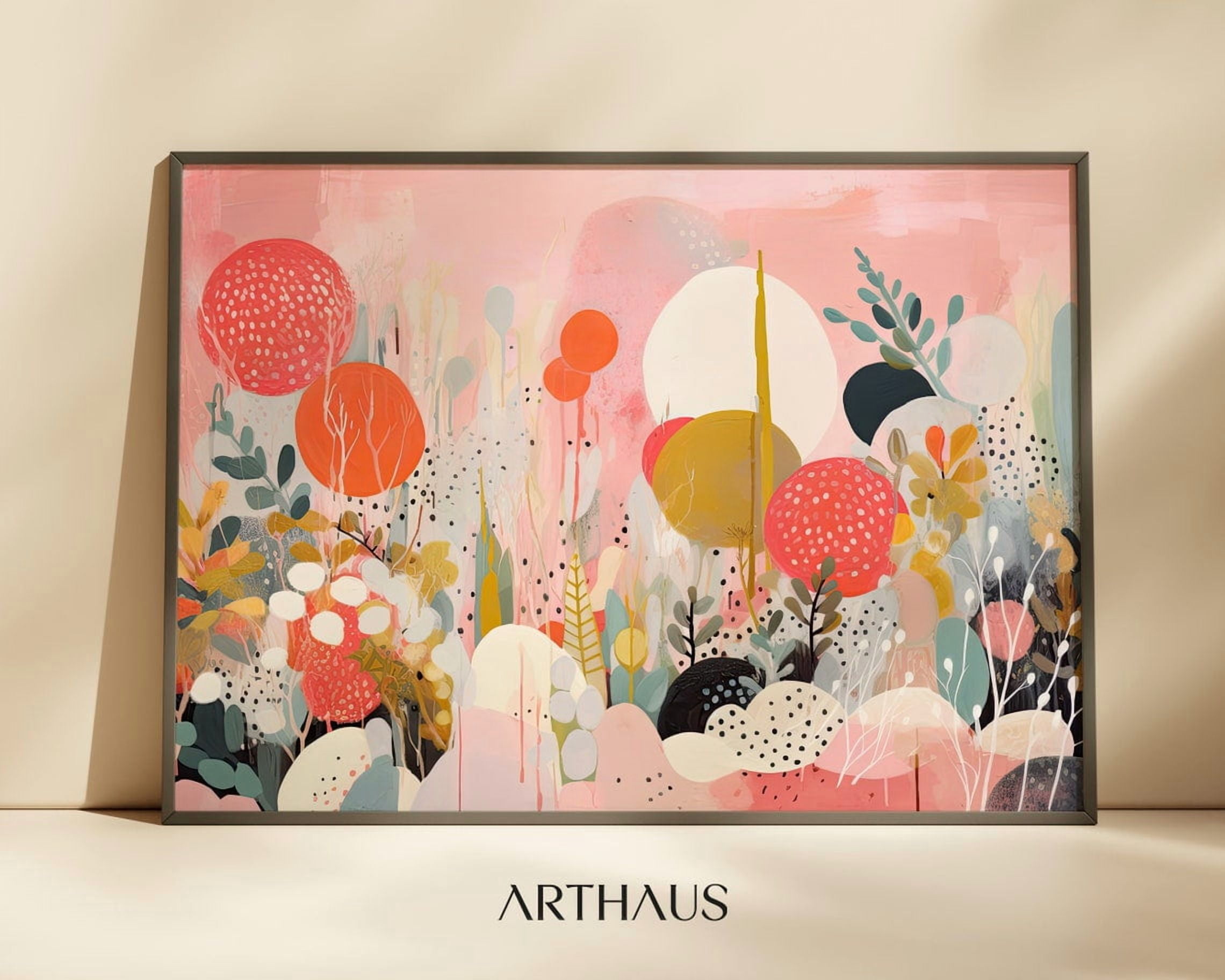 Miluva Blush Pink Maximalist Wall Art, Eclectic Wall Art, Abstract Wall ...