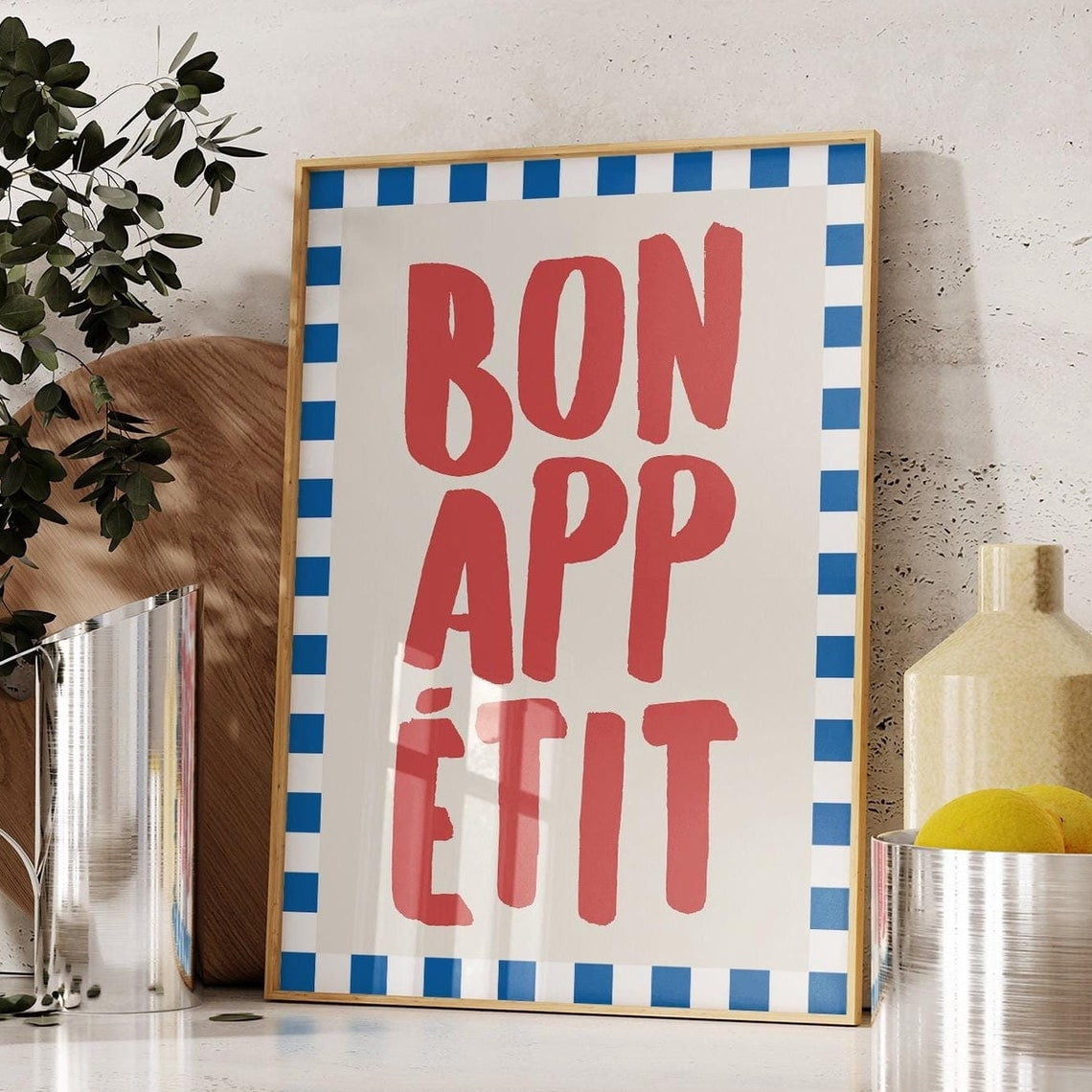 Miluva Bon Appetit Kitchen Print, Modern Kitchen Art, Bon Appetit Retro ...