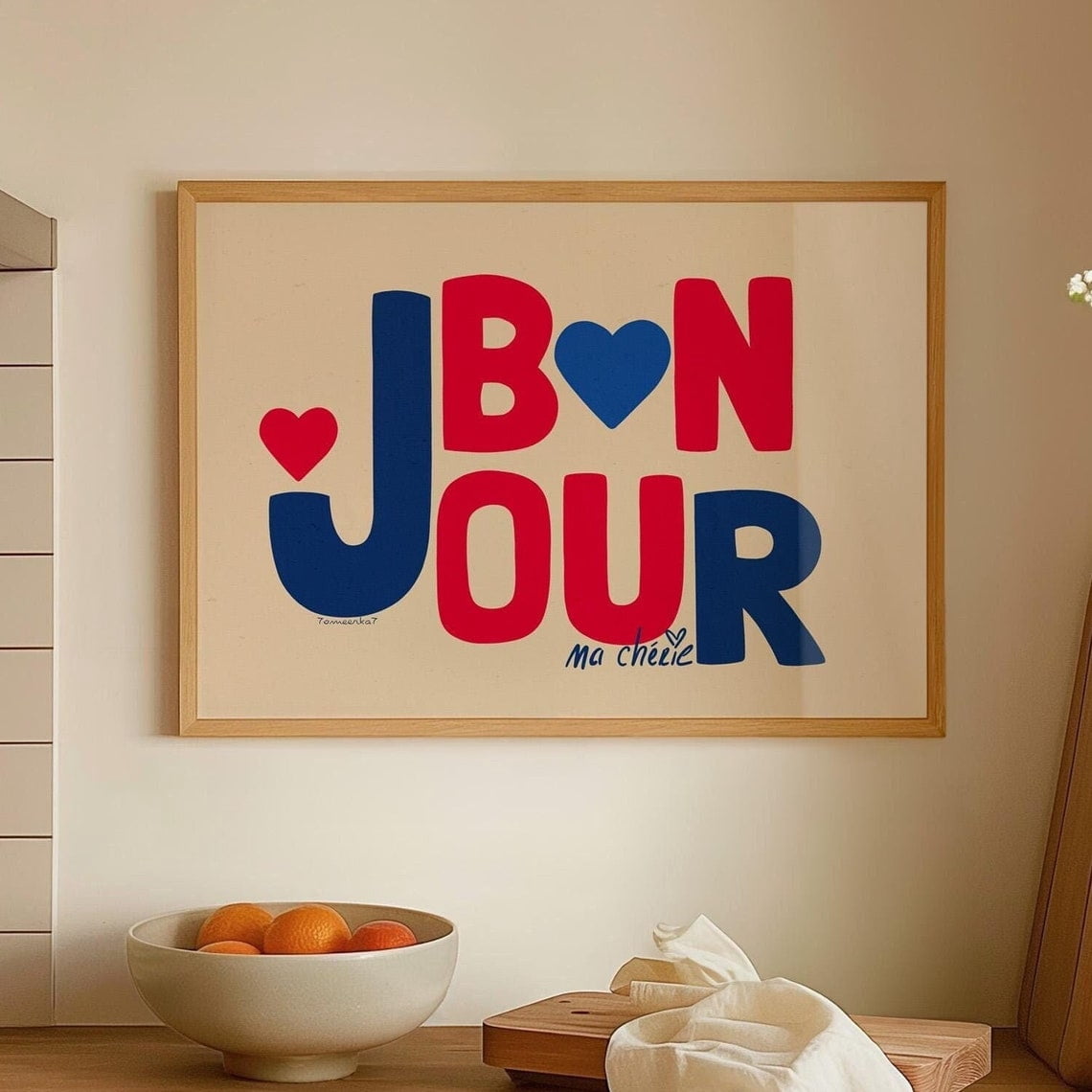 Miluva Bonjour Ma ChÃ©rie Wall Art Print - Aesthetic Wall Art, Retro ...