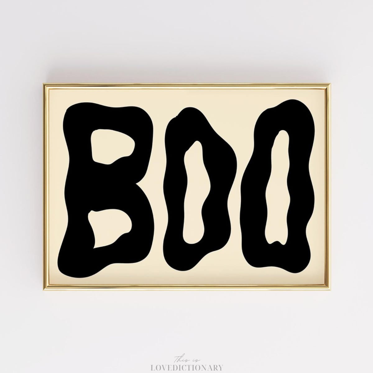 Miluva Boo halloween print – Bold black spooky wall art – Minimal ...