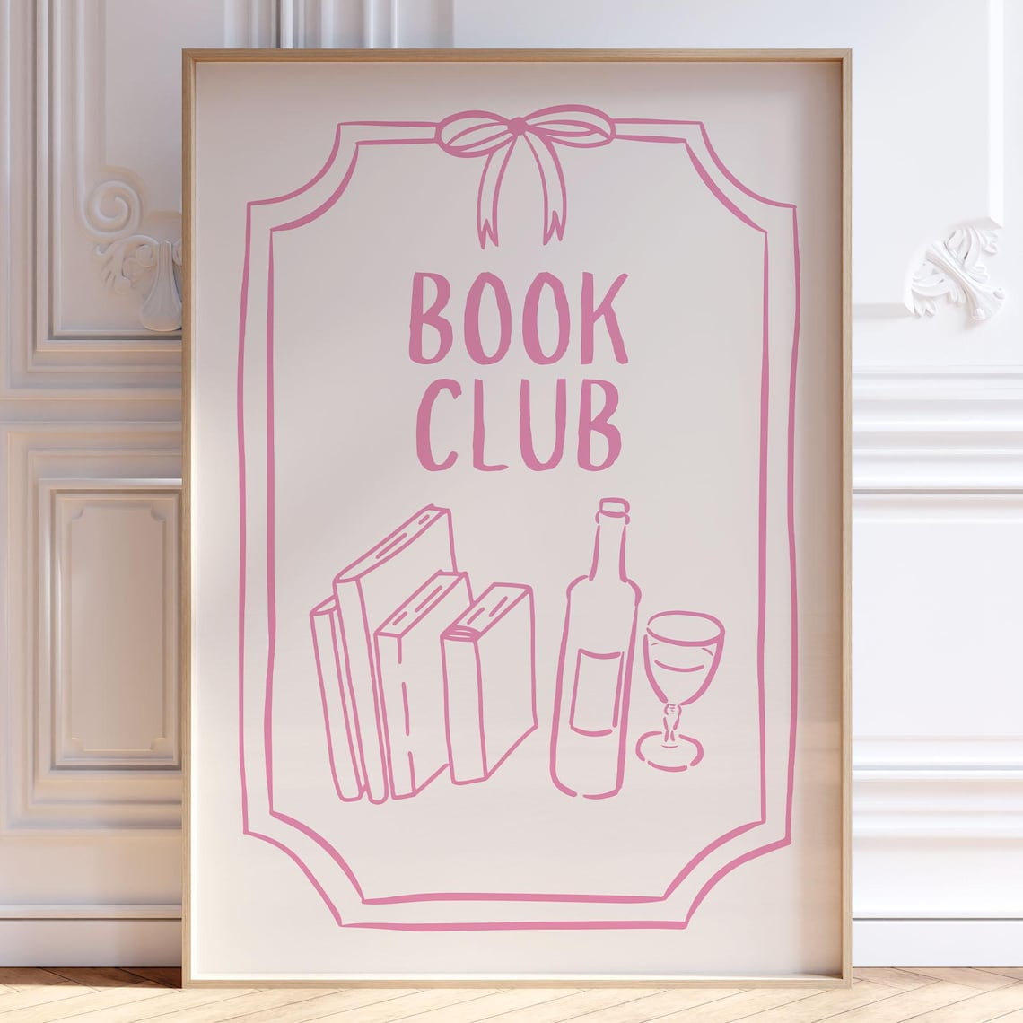 Miluva Book Club Poster, Trendy Reading Print, Light Pink Reading Nook ...