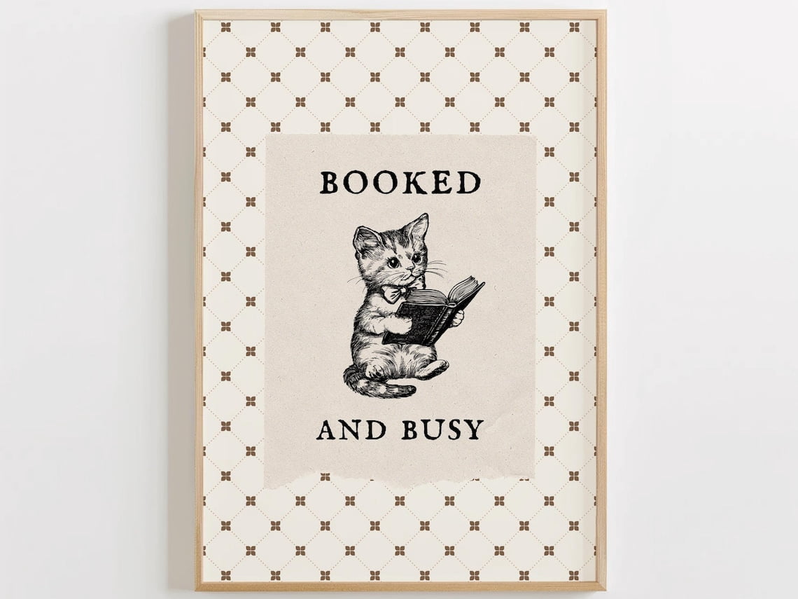 Miluva Booked And Busy Print Bookish Printable Wall Art, Book Lovers ...