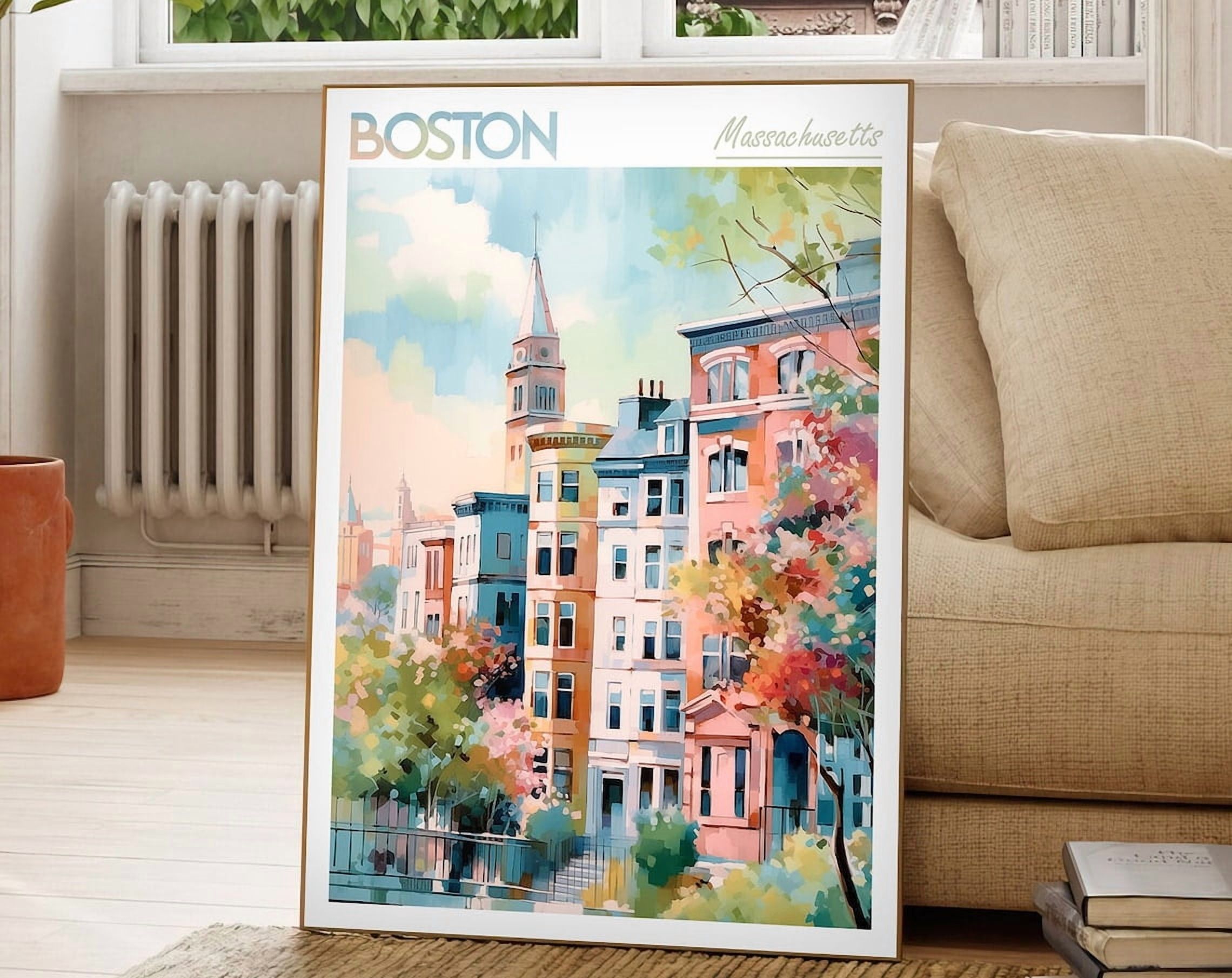 Miluva Boston City Poster - City Skyline Wall Art - United States ...