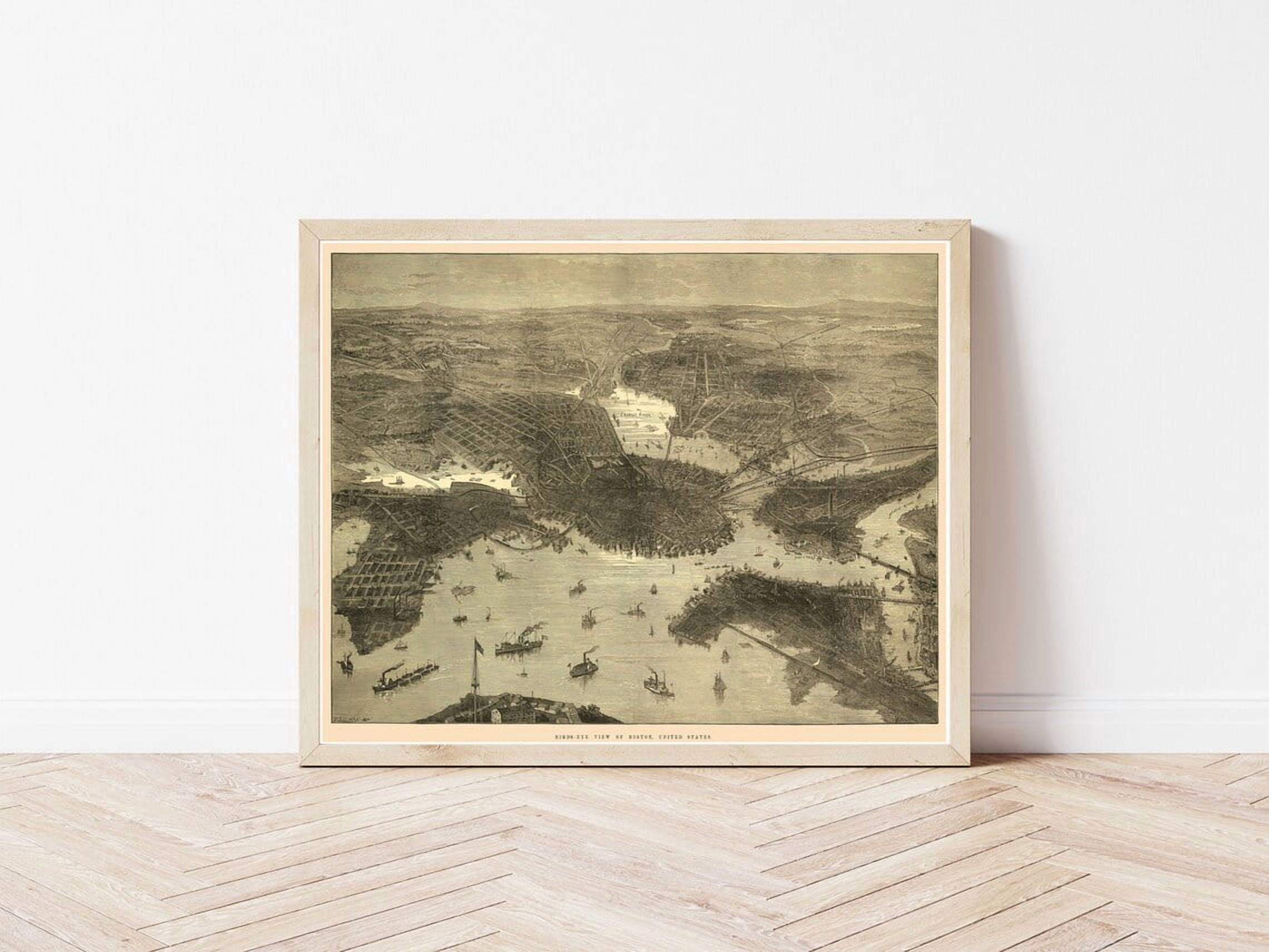Miluva Boston Massachusetts 1909 Bird'S Eye View Map Fine Art Print ...