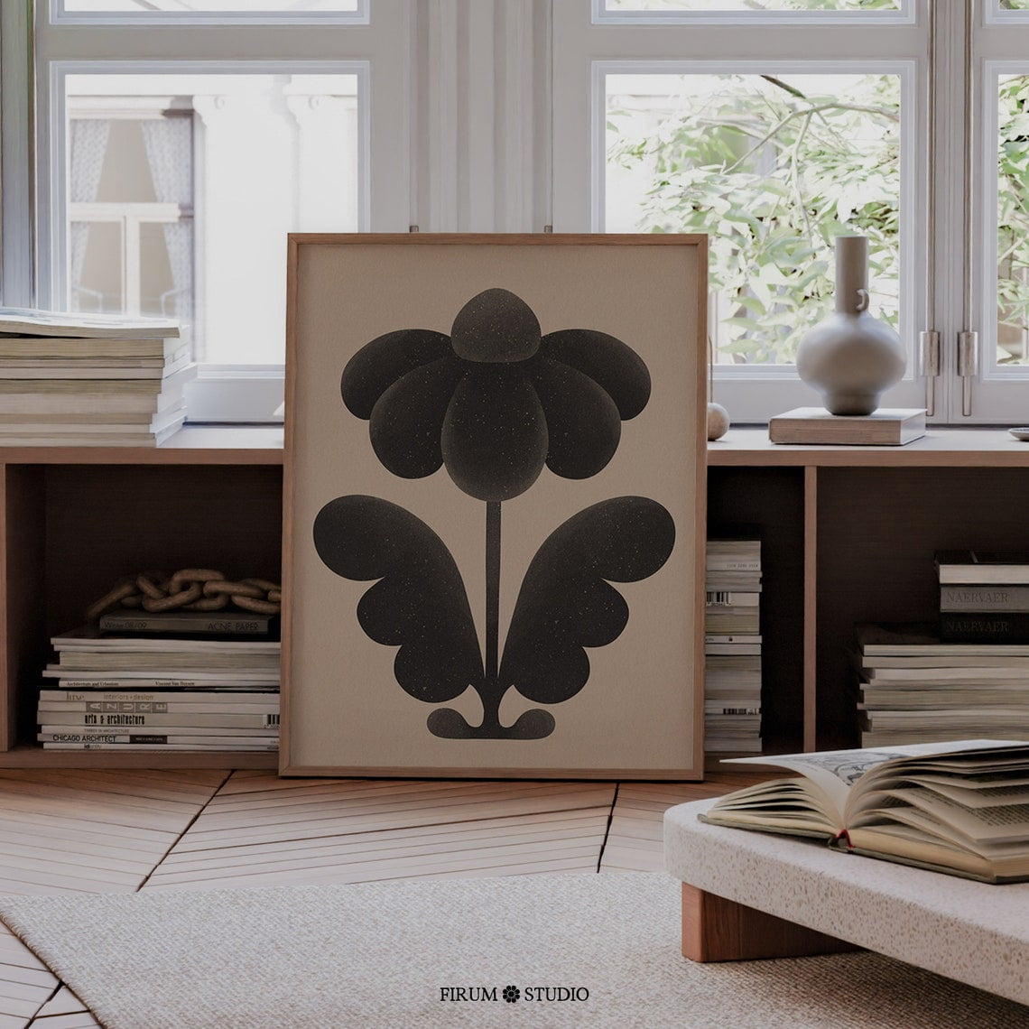 Miluva Botanical Abstract Black Beige Art Print, Moody Botanical Modern ...