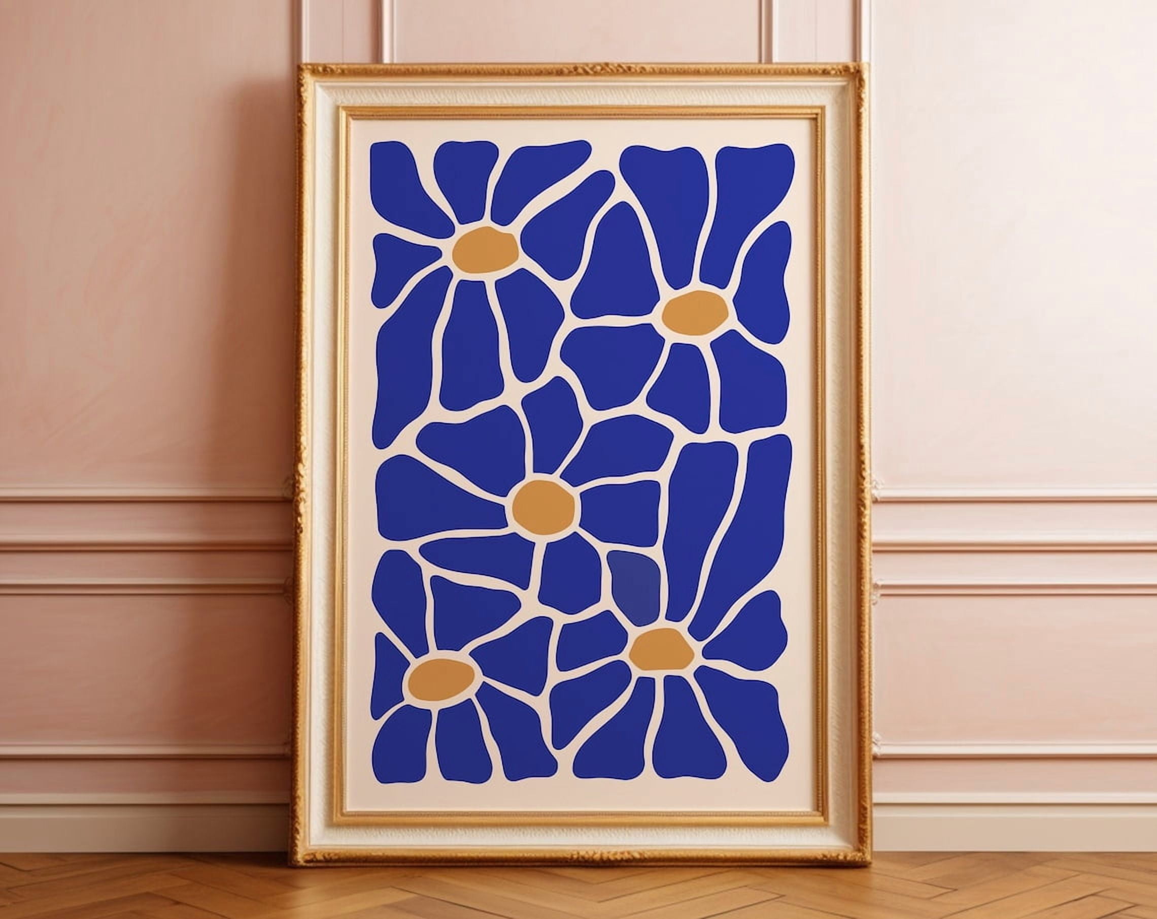 Miluva Botanical Print, Blue Abstract Flower Poster, Contemporary Color ...