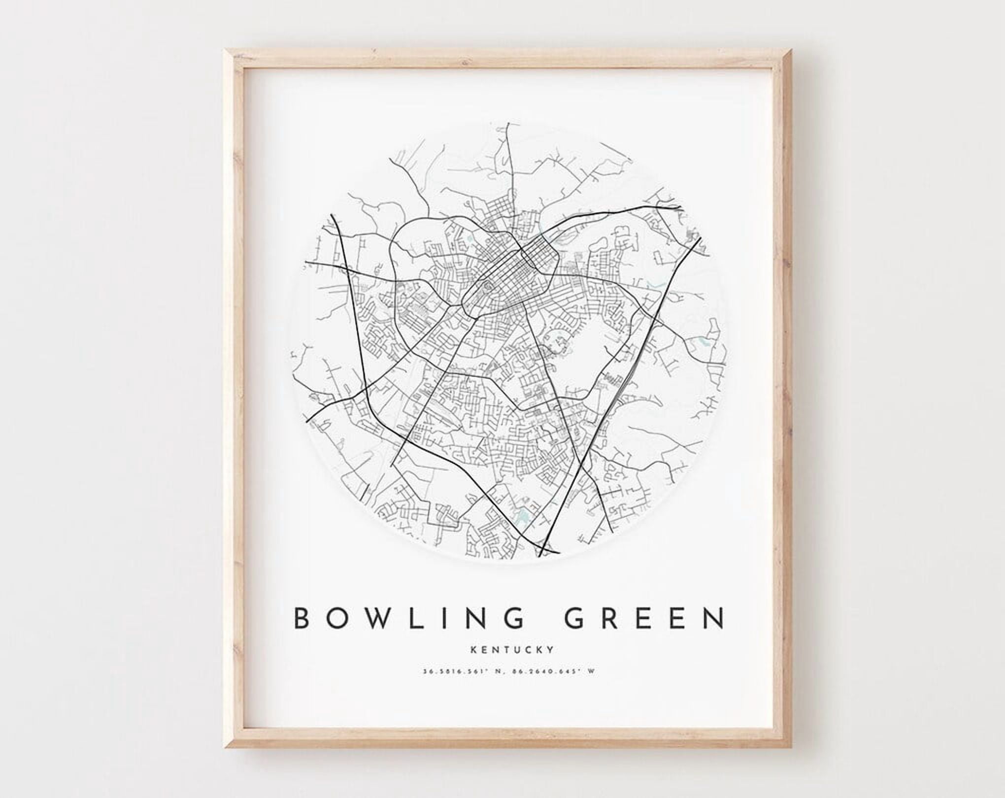 Miluva Bowling Green Map Print, Bowling Green Map Poster City Wall Art ...