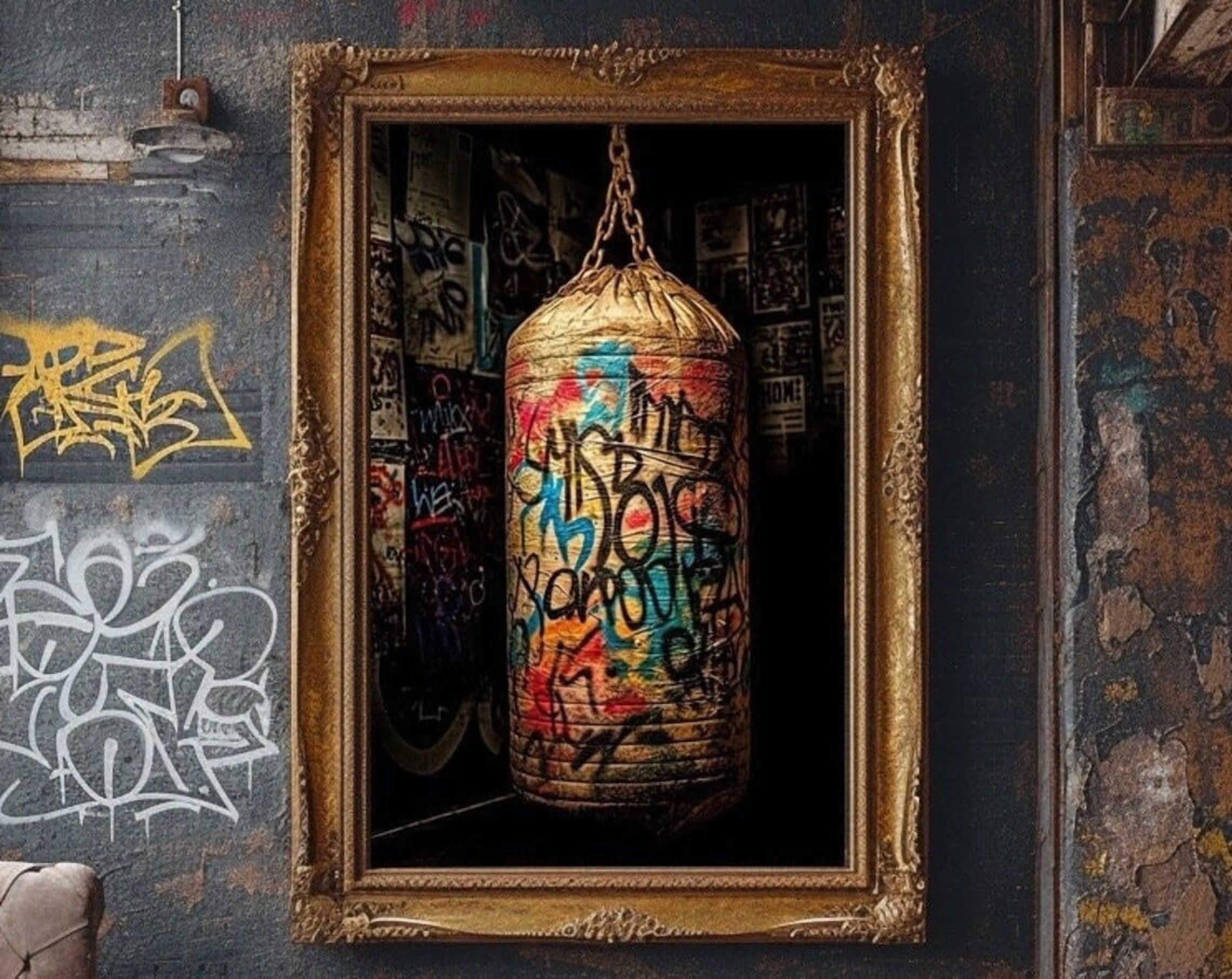 Miluva Boxing Graffiti Wall Art, Punching Bag Graffiti Print, Modern ...
