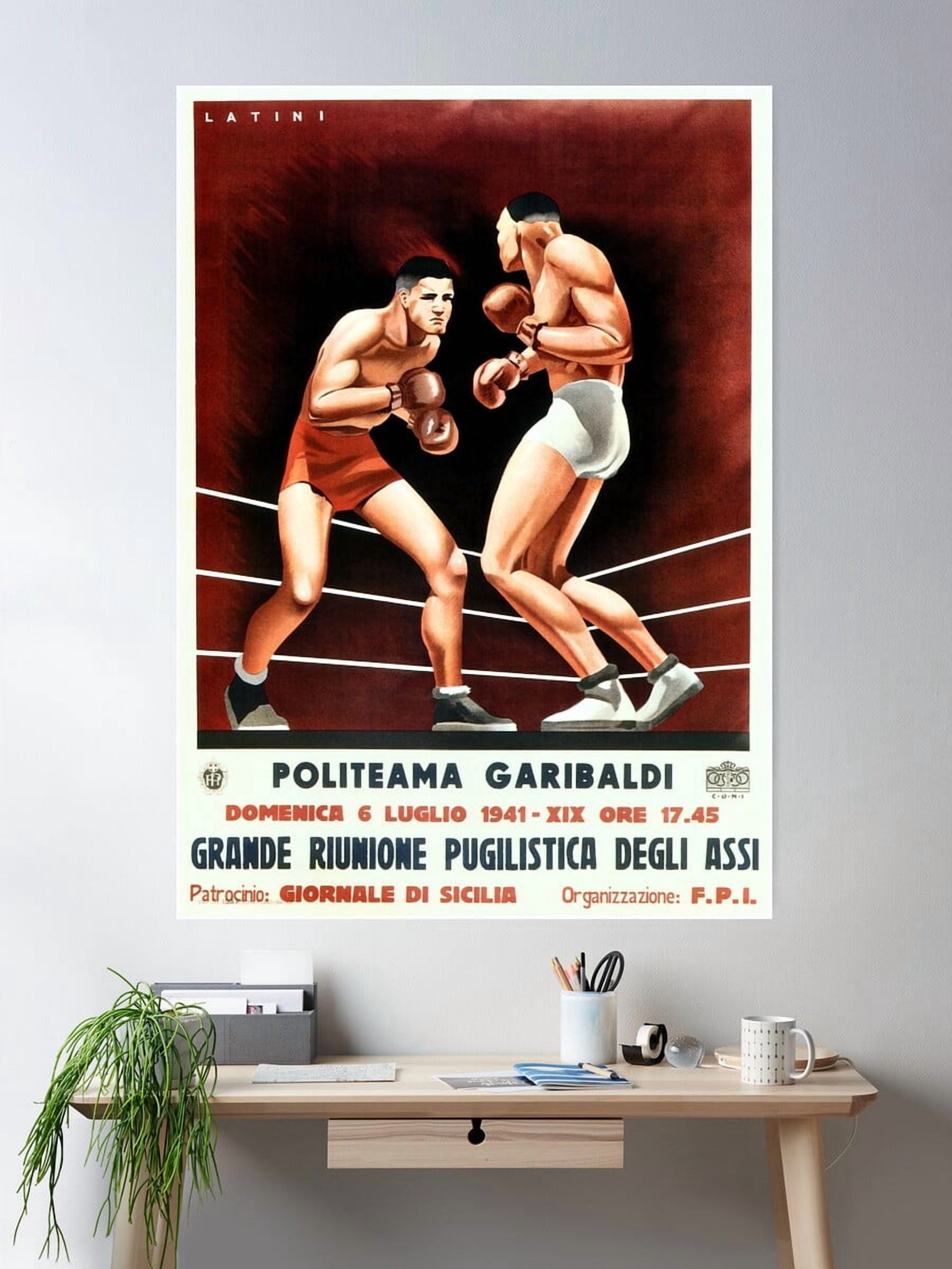 Miluva Boxing Match Italy Politeama Garibaldi Palermo Vintage Poster ...
