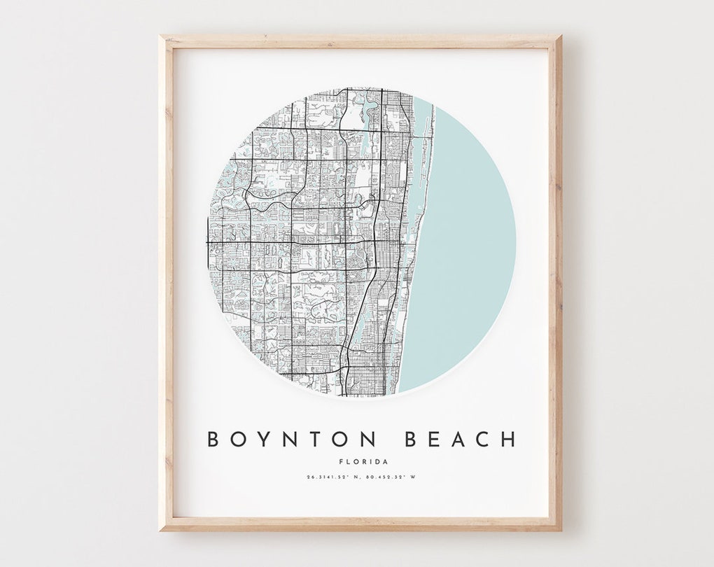 Miluva Boynton Beach Map Print, Boynton Beach Map Poster City Wall Art ...