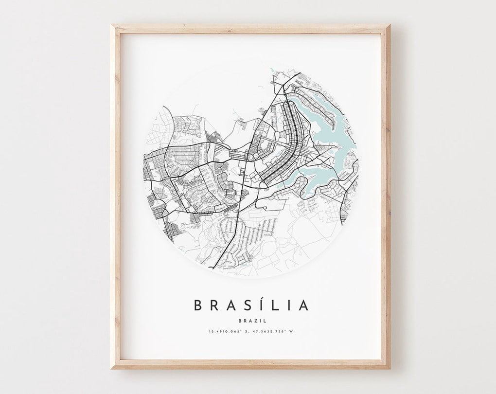 Miluva BrasÃ­lia Map Print, BrasÃ­lia Map Poster City Wall Art, BrasÃ ...