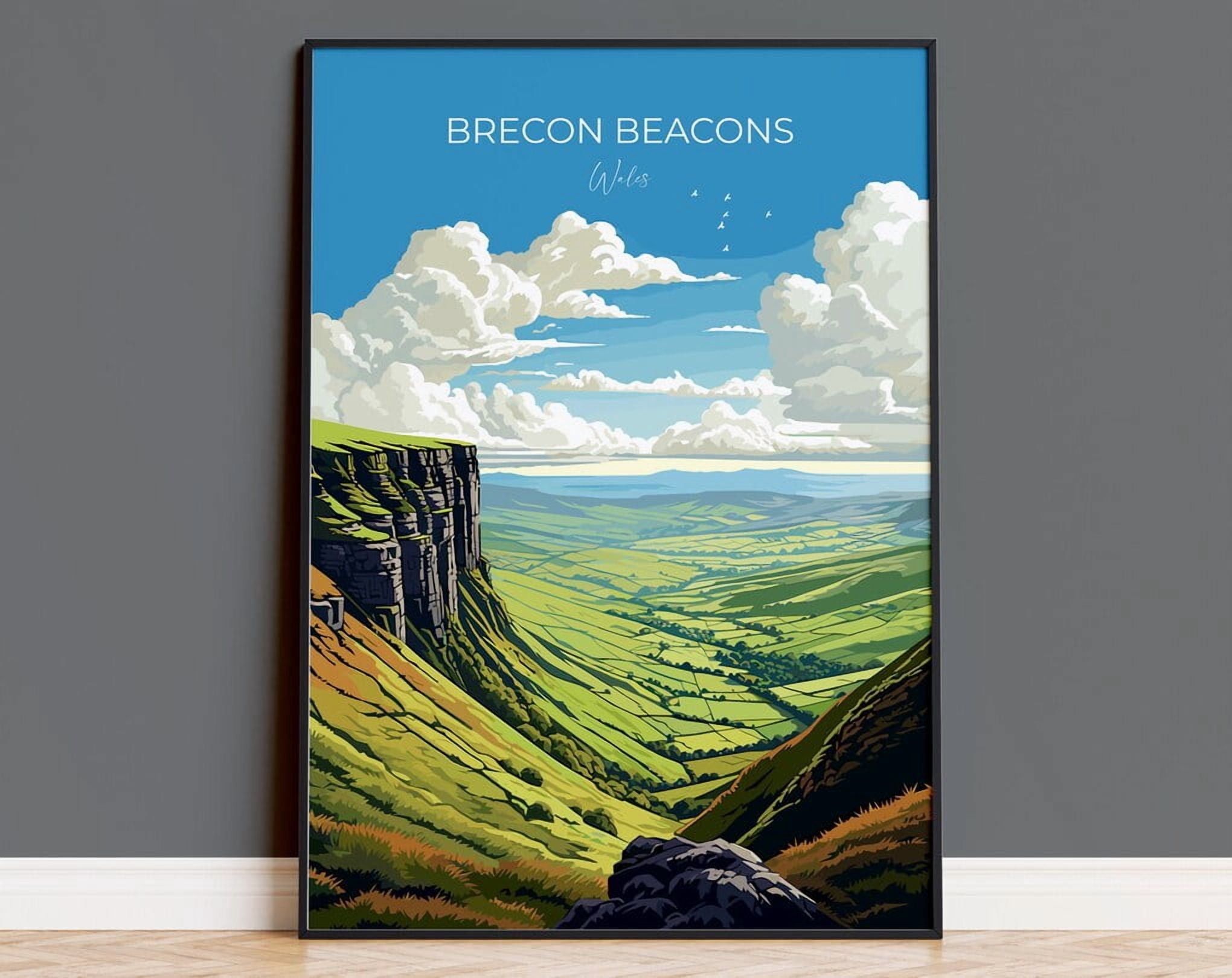 Miluva Brecon Beacons Print, Brecon Beacons Travel Poster, Wales, Welsh ...