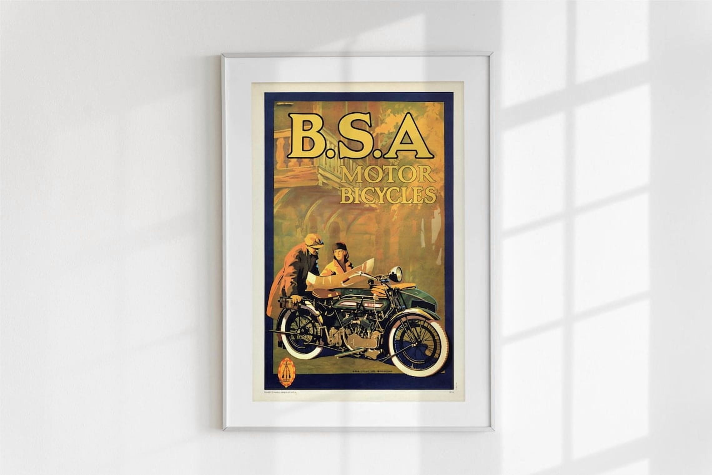 Miluva Bsa Motorcycle Vintage Poster British Wall Art Gift Printable ...