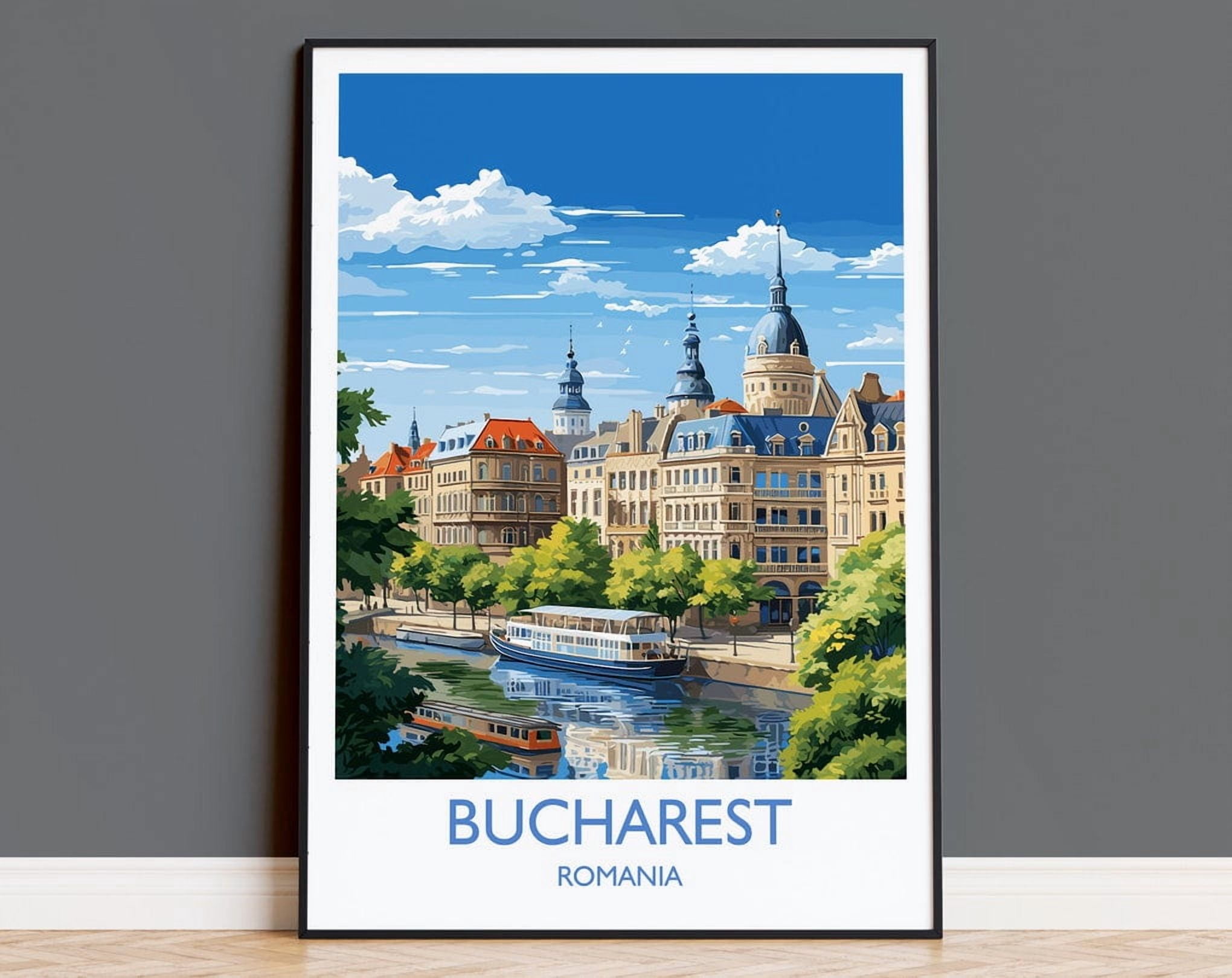 Miluva Bucharest Wall Art Travel Poster, Travel Print Of Bucharest ...