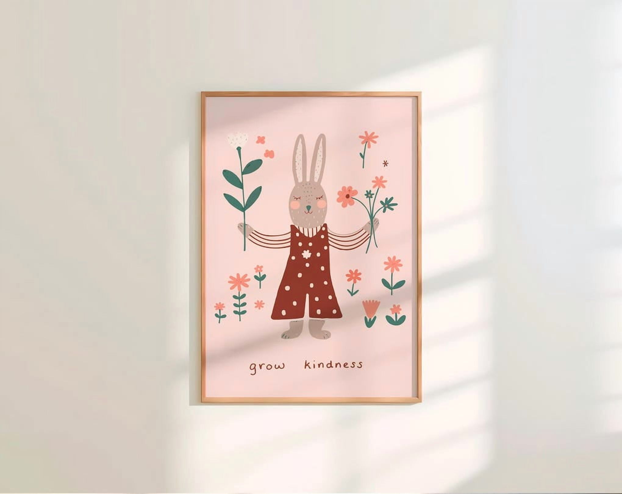 Miluva Bunny Wall Art For Kids Room Montessori Nursery Decor Growth ...