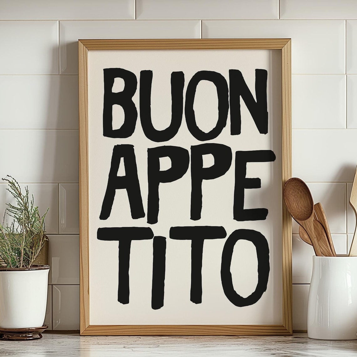 Miluva Buon Appetito Kitchen Print , Retro Italian Kitchen Wall Art ...