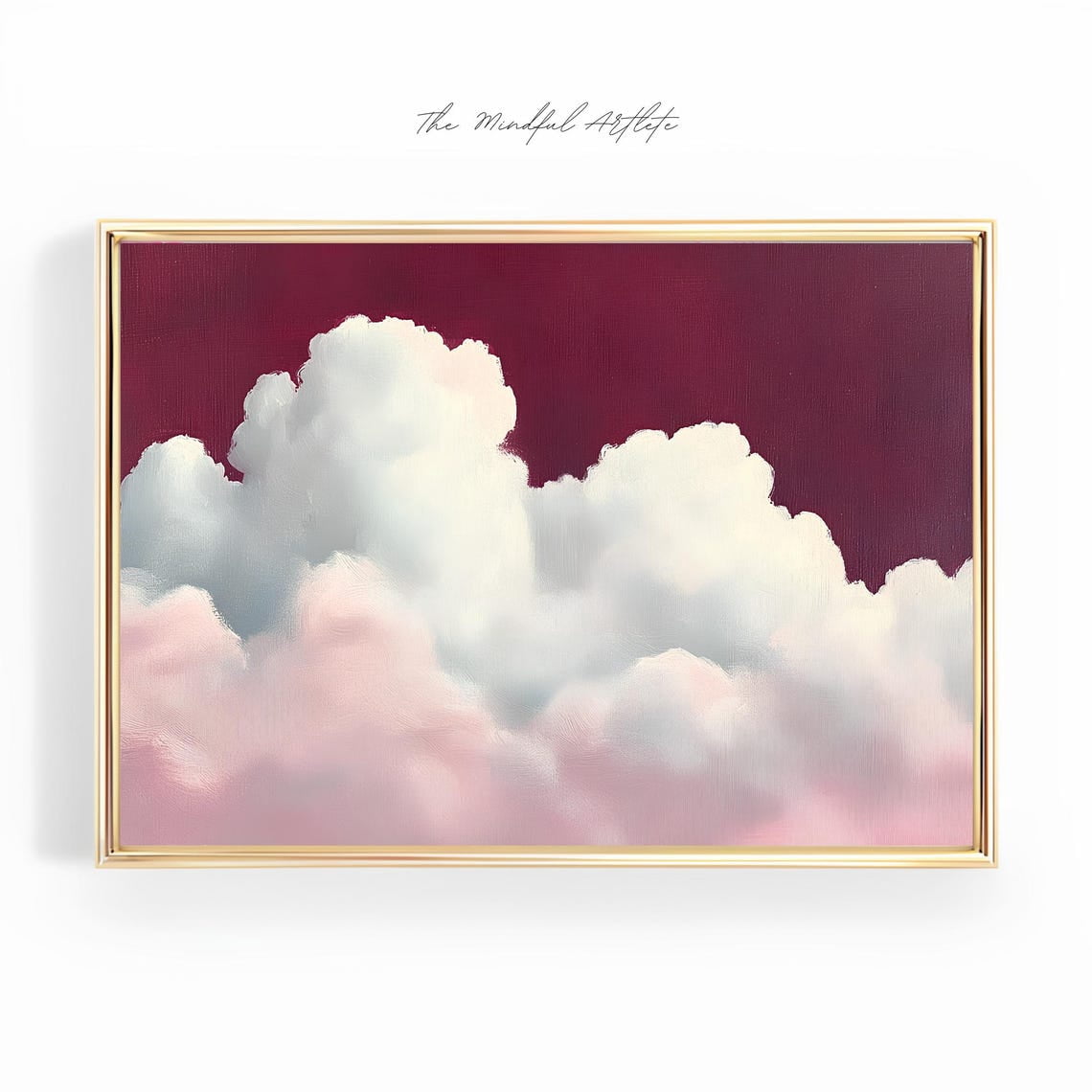 Miluva Burgundy Cloud Moody Cloud Horizontal Wall Art Above Bed Print ...