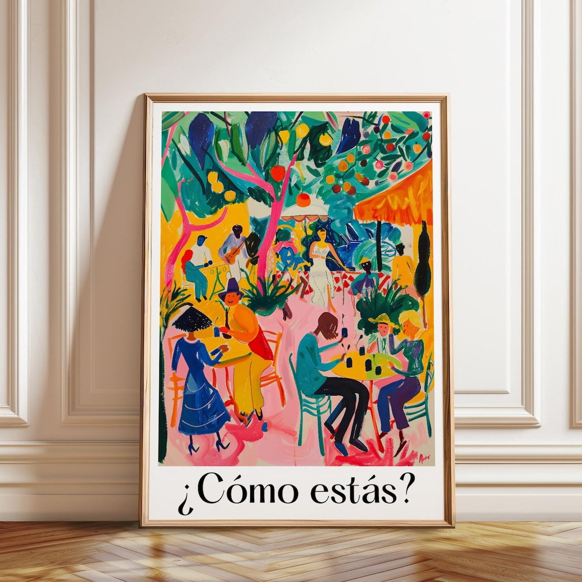 Miluva Cafe Art Poster - Abstract Social Gathering Wall Art Inspired By ...