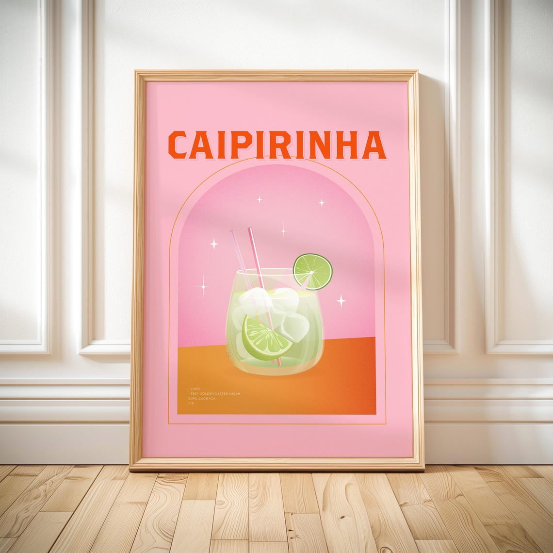 Miluva Caipirinha Poster Print Printable Cocktail Recipe Art Girly Bar Gift Idea For Her Bar ...