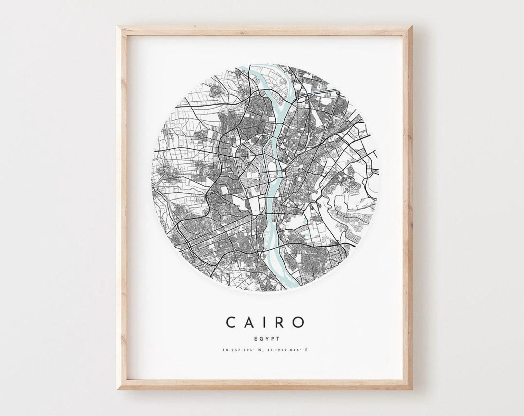 Miluva Cairo Map Print, Cairo Map Poster City Wall Art, Cairo Road Map, Cairo Print Street Map ...