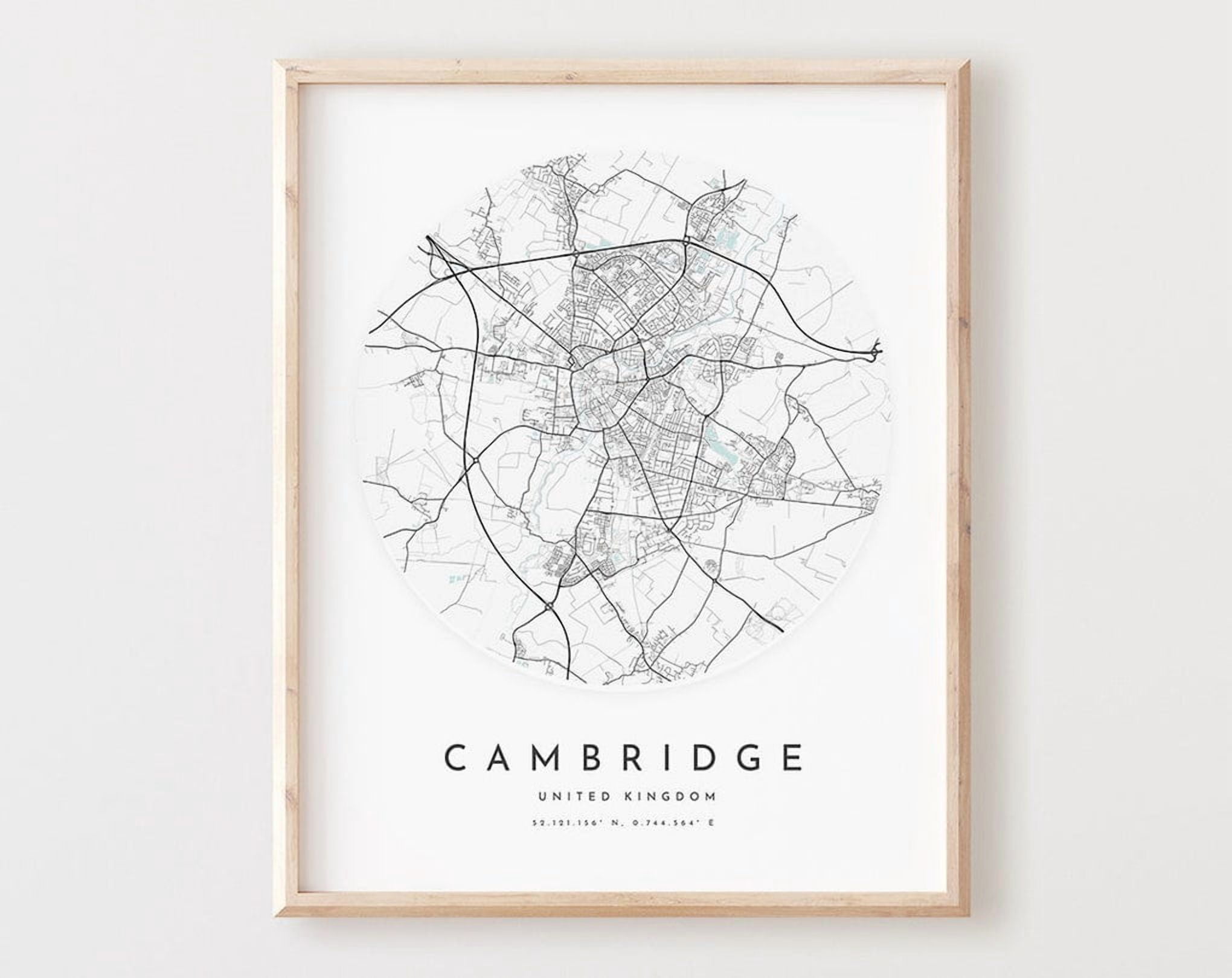 Miluva Cambridge Map Print, Cambridge Map Poster City Wall Art ...