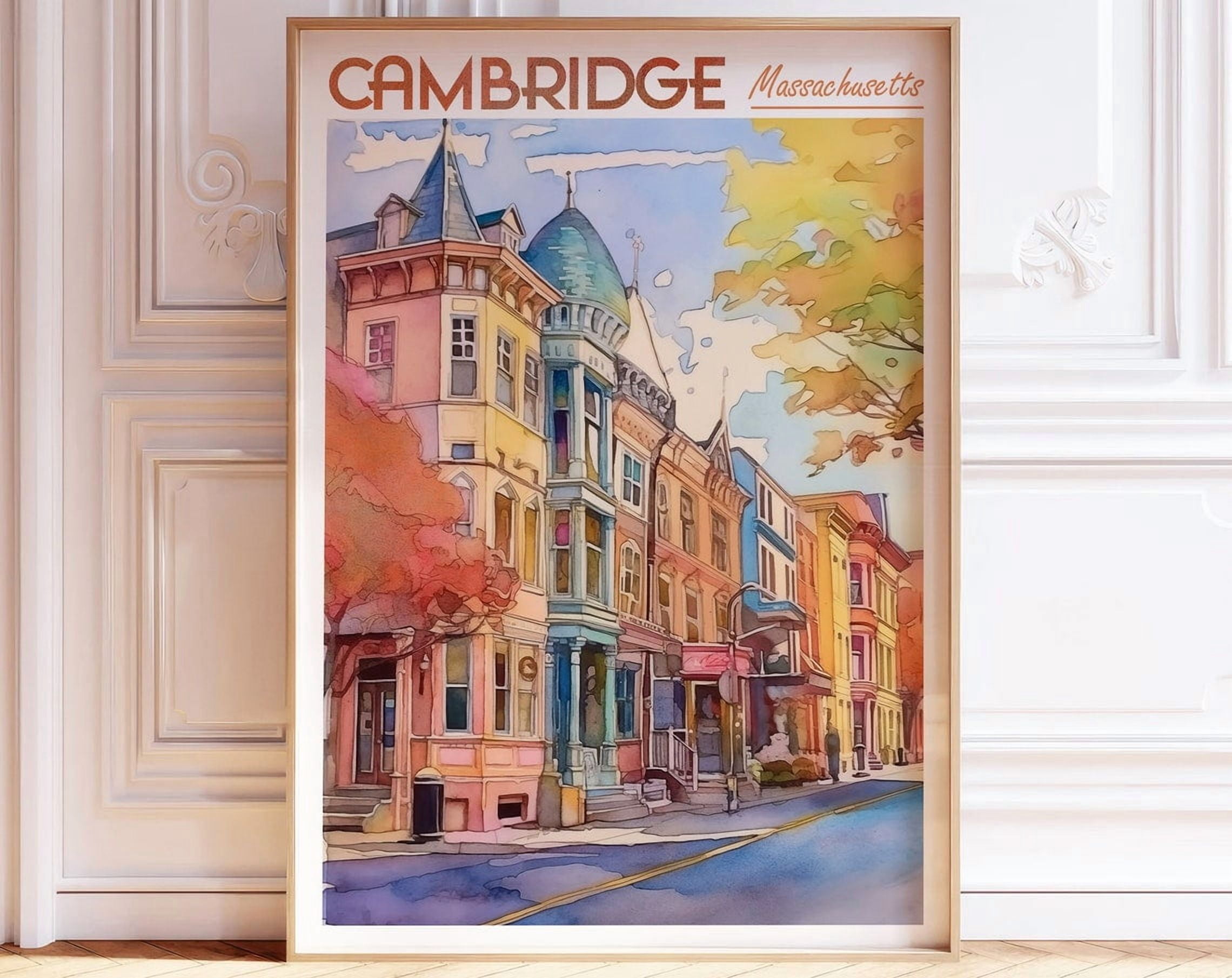 Miluva Cambridge Poster - World Cities Wall Art - Massachusetts Usa ...