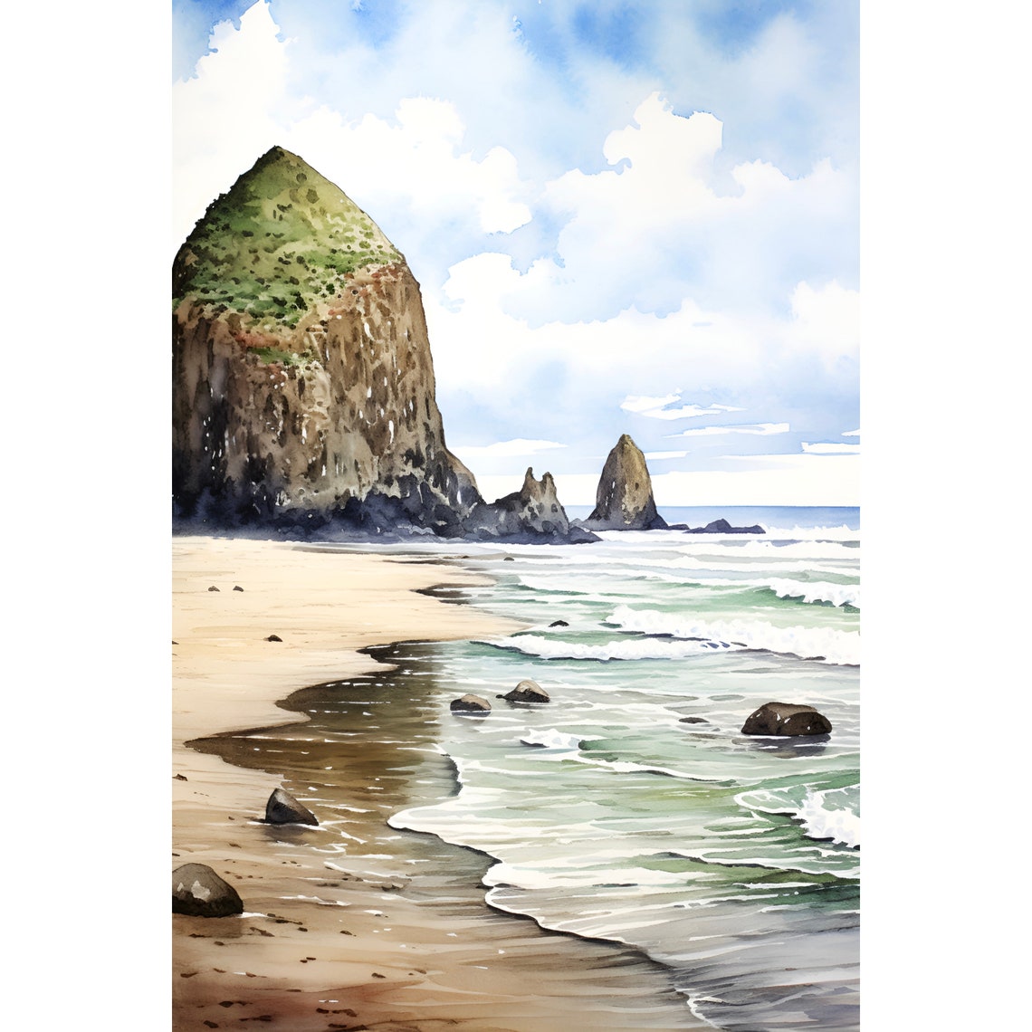 Miluva Cannon Beach Oregon Coast Print Haystack Rock Art Oregon ...