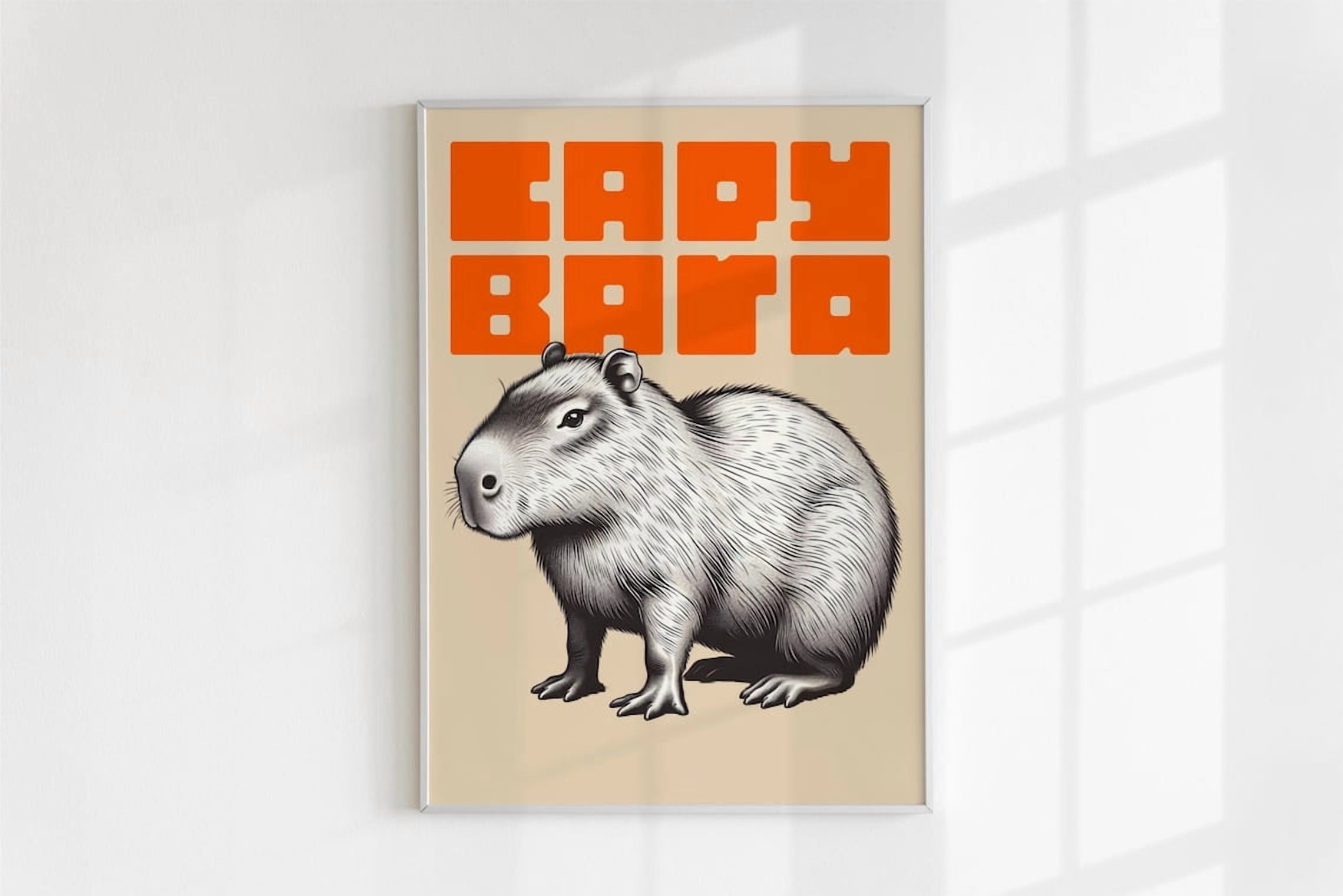 Miluva Capabyra Vintage Illustration Print - Quirky Capybara Art - Fun ...