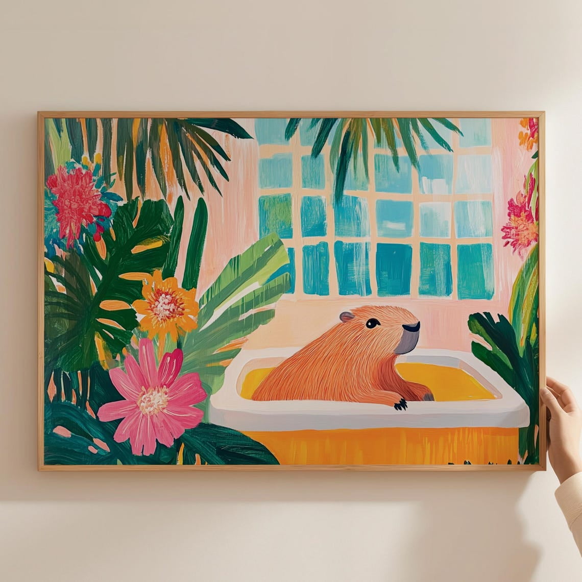 Miluva Capybara In Bathtub Art, Capybaras Animal Poster, Matisse ...