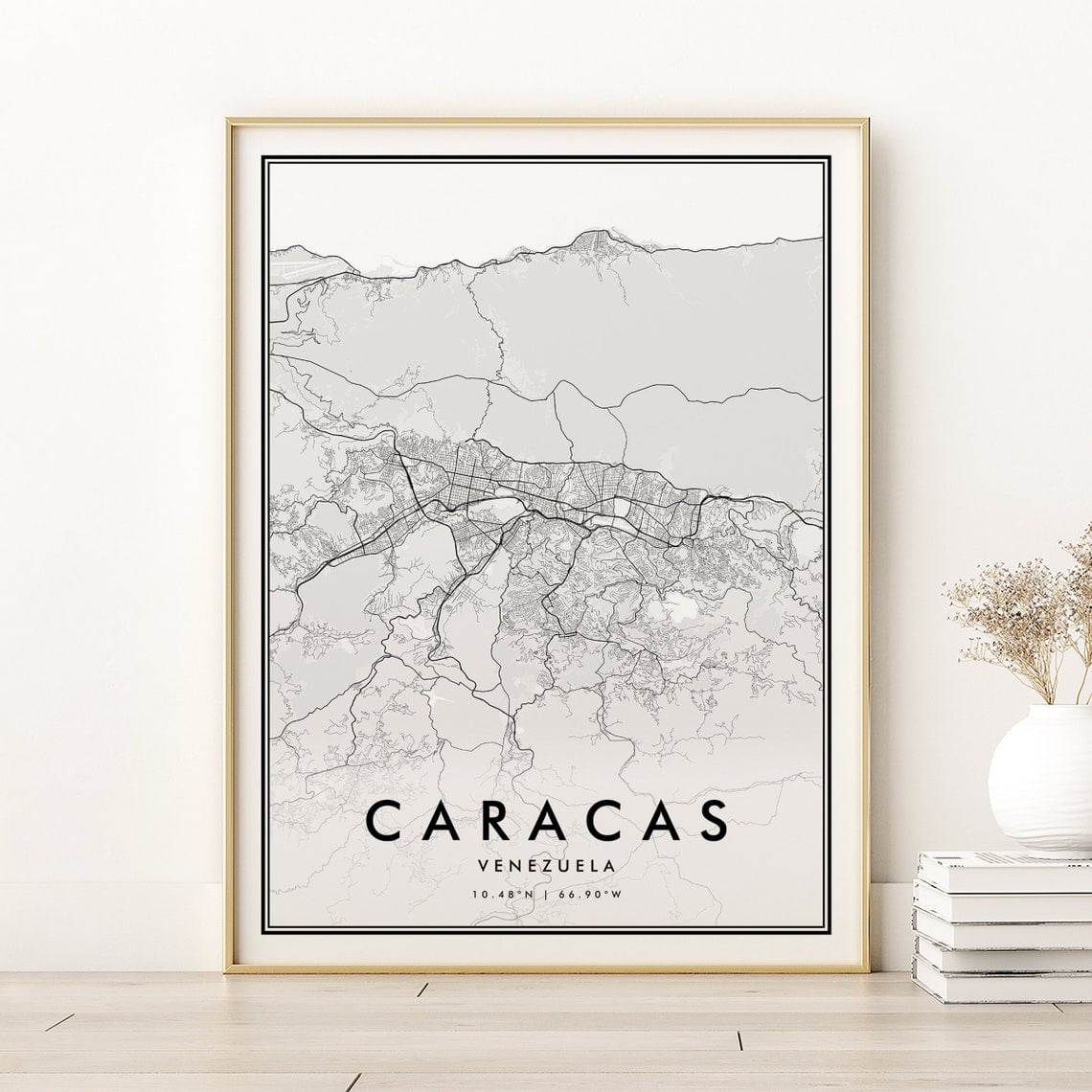 Miluva Caracas Map Print, Caracas Venezuela Town Map Poster, Minimalist Retro Map Poster, City ...