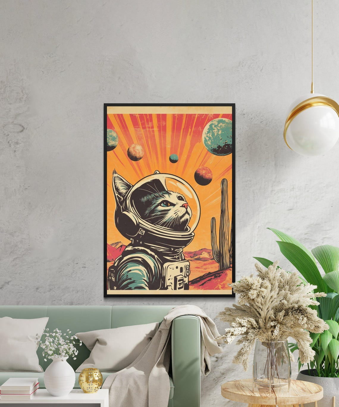 Miluva Cat Astronaut Posters, Space Cat Art, Cool Retro Posters, Cat In ...