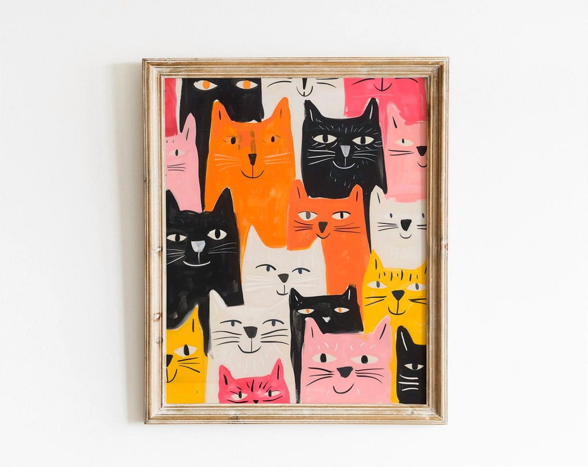 Miluva Cat Collage Boho Style Art Print, Cat Lovers Art ,Decor For ...