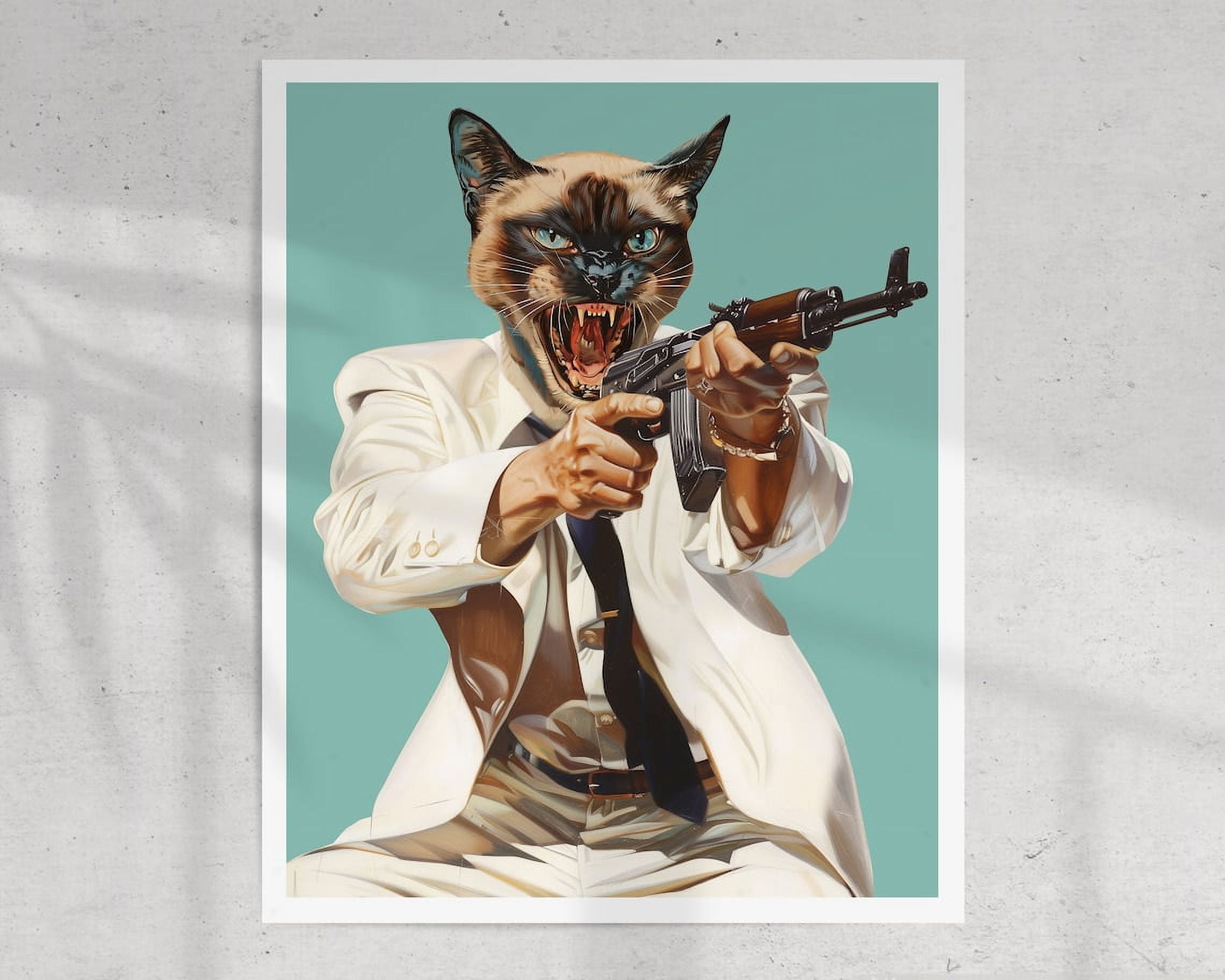 Miluva Cat Mafia (Retro Surreal Art, Siamese Cat, Vintage Wall Print ...