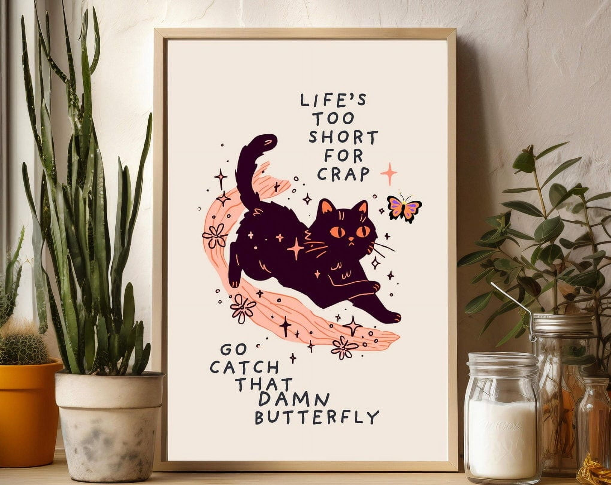 Miluva Cat Print, Cute Quirky Print, Housewarm Gift, Eclectic Poster ...