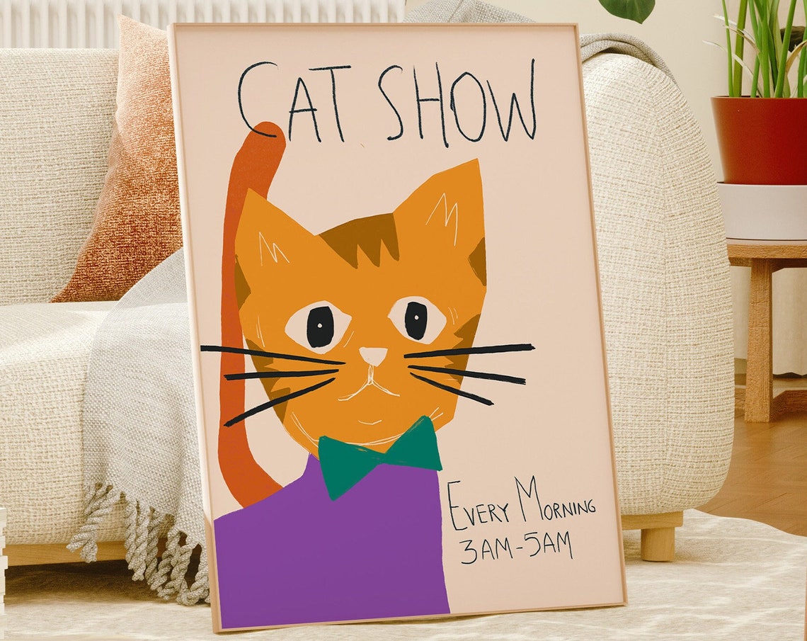 Miluva Cat Show Poster Poster Living Room Wall Art Poster Cat Poster ...