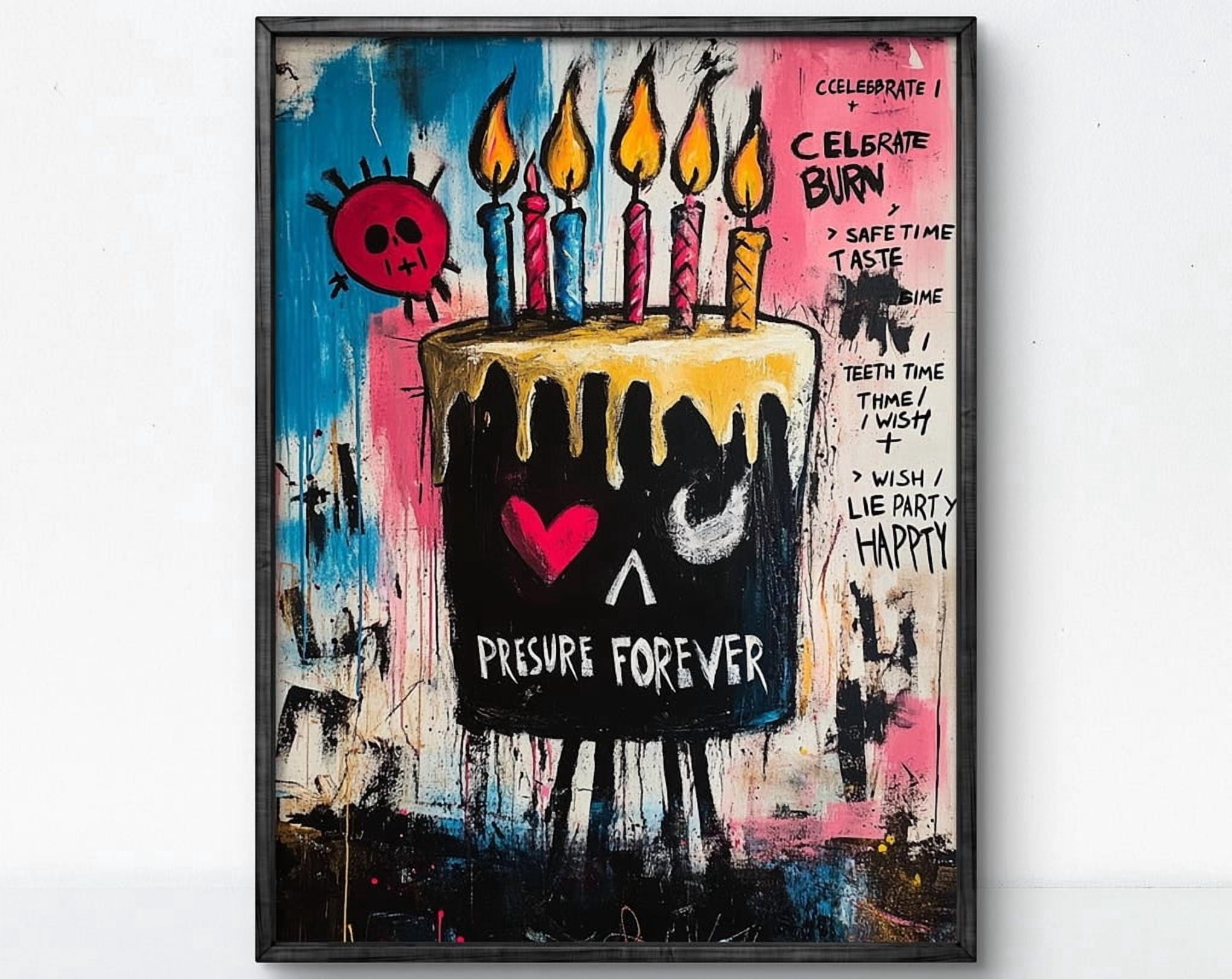 Miluva Celebration Cake Graffiti Art Poster Bold Urban Wall Decor ...