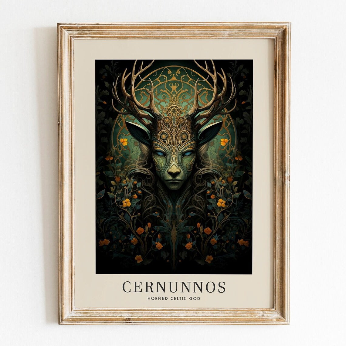 Miluva Cernunnos Art Print, Celtic God With Deer Horns, Celtic ...