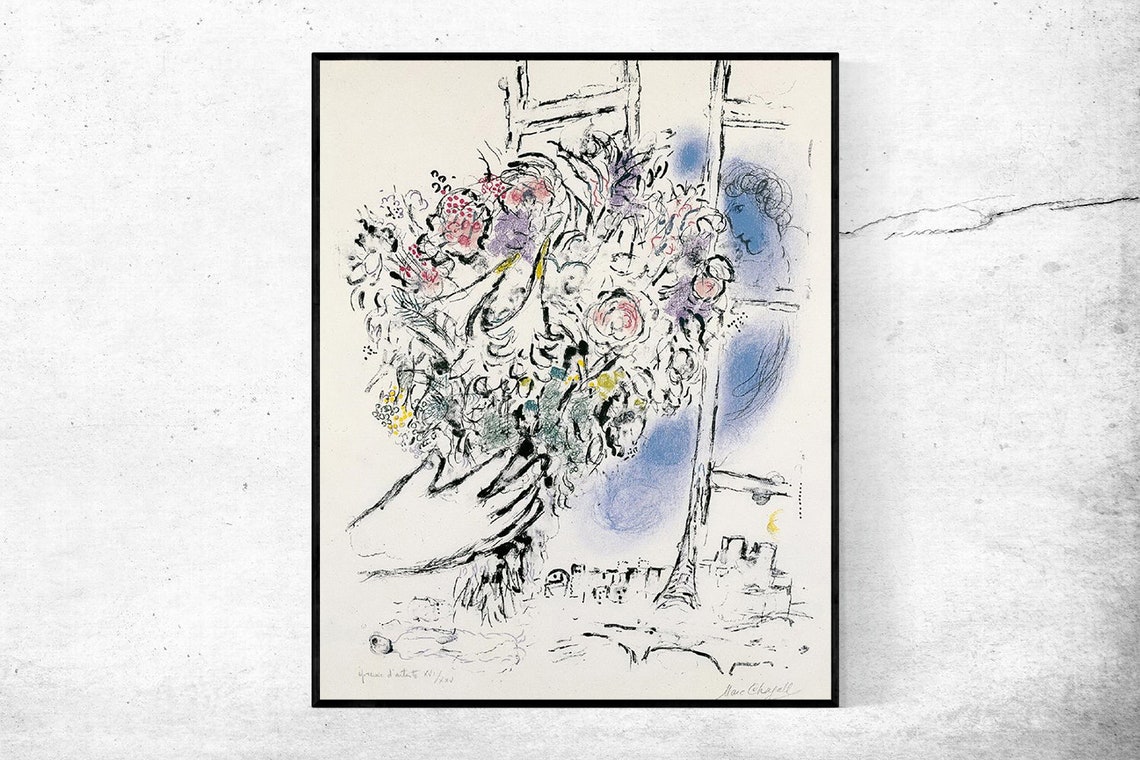 Miluva Chagall Offrande De Fleurs-Marc Chagall,Home Office Decor,Ny ...