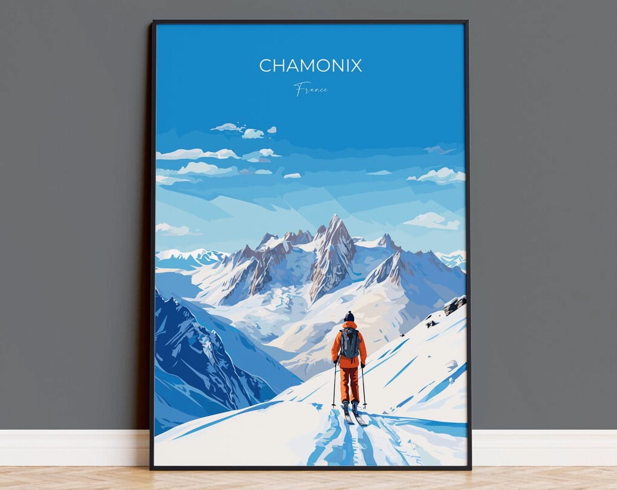 Miluva Chamonix Wall Art Travel Print, Travel Poster Of Chamonix, Ski ...
