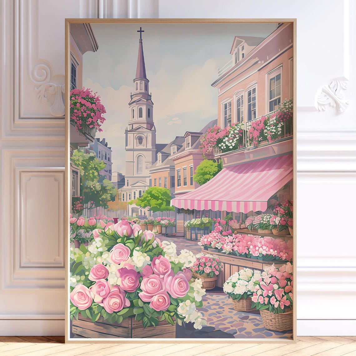 Miluva Charleston Flower Market Print, Charleston Travel Poster, Light ...