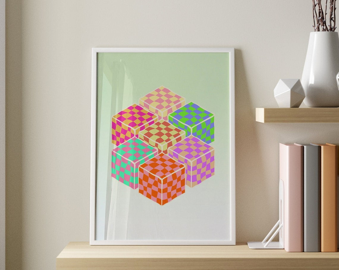 Miluva Checkered Wall Art Download, Checker Printable Poster, Trendy ...